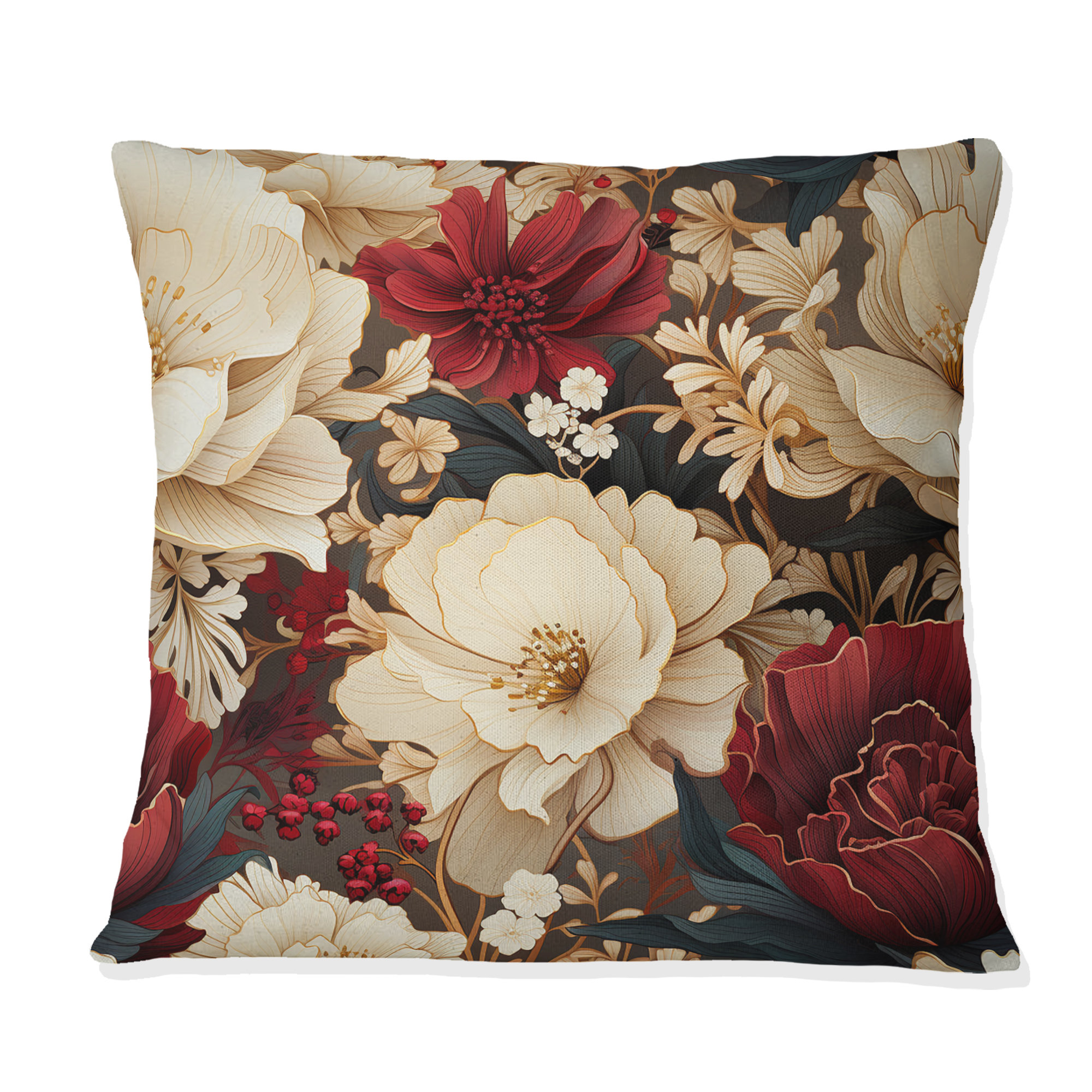 Design Art Rich Beige And Red Poppies Opulent Flowers III - Floral ...