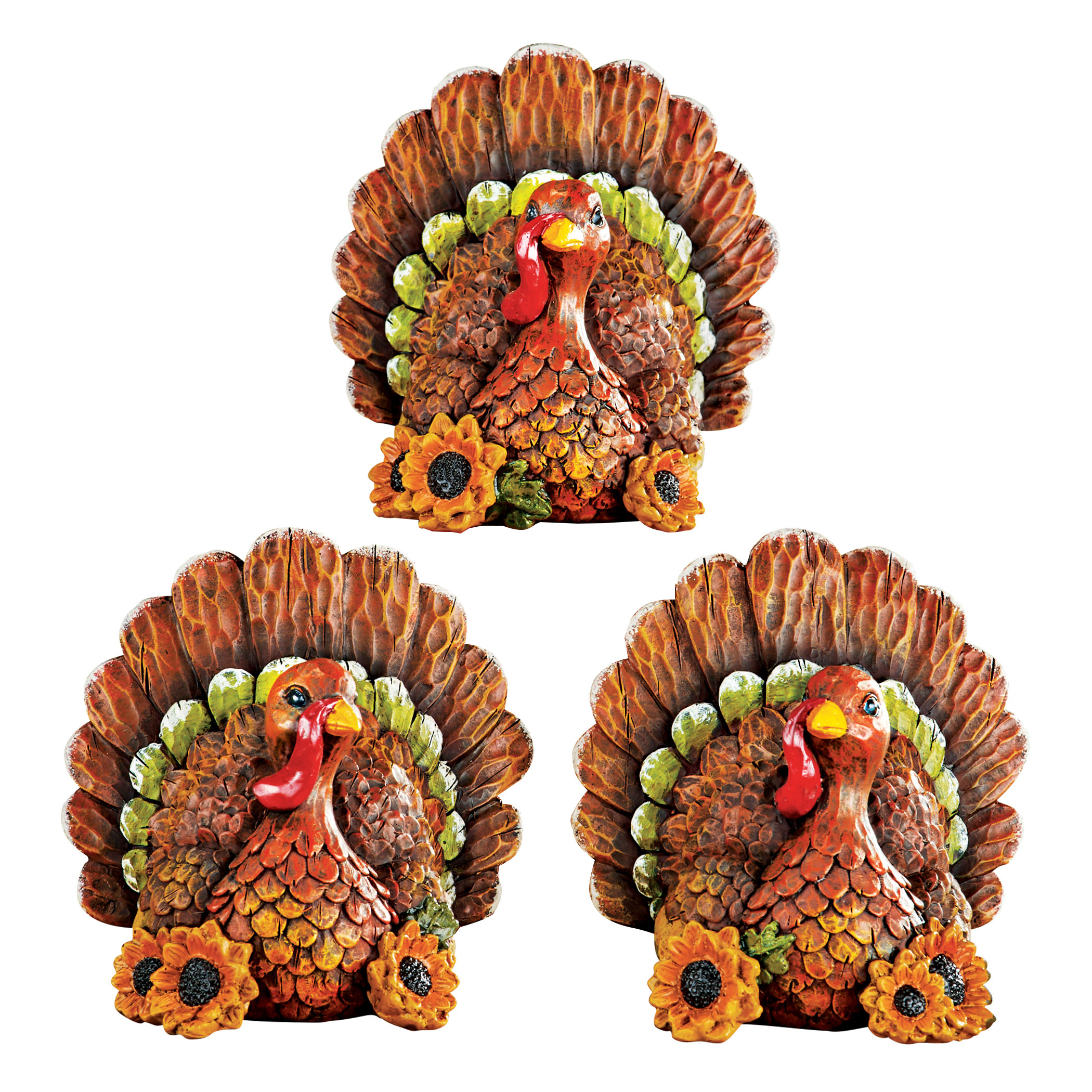 The Holiday Aisle® Hand-Painted Harvest Turkey Figurines - Set Of 3 ...