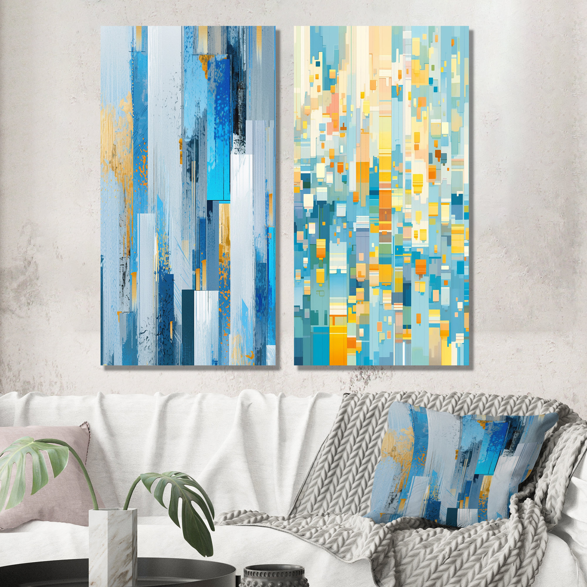 Ivy Bronx Contemporary Bluebell Bold Stripes - Abstract Painting Wall ...
