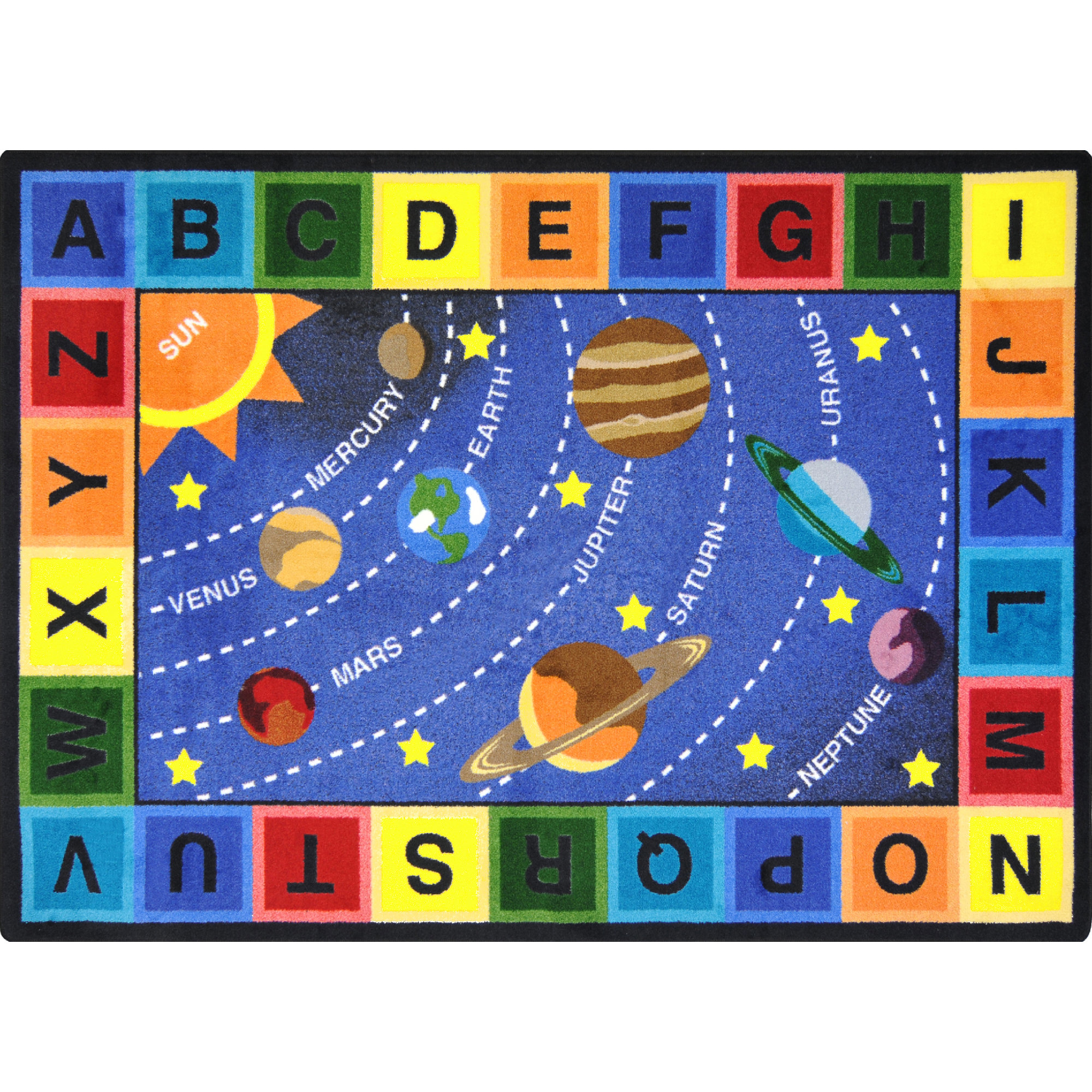 Joy Carpets Kid Essentials Space Alphabet Area Rug | Wayfair