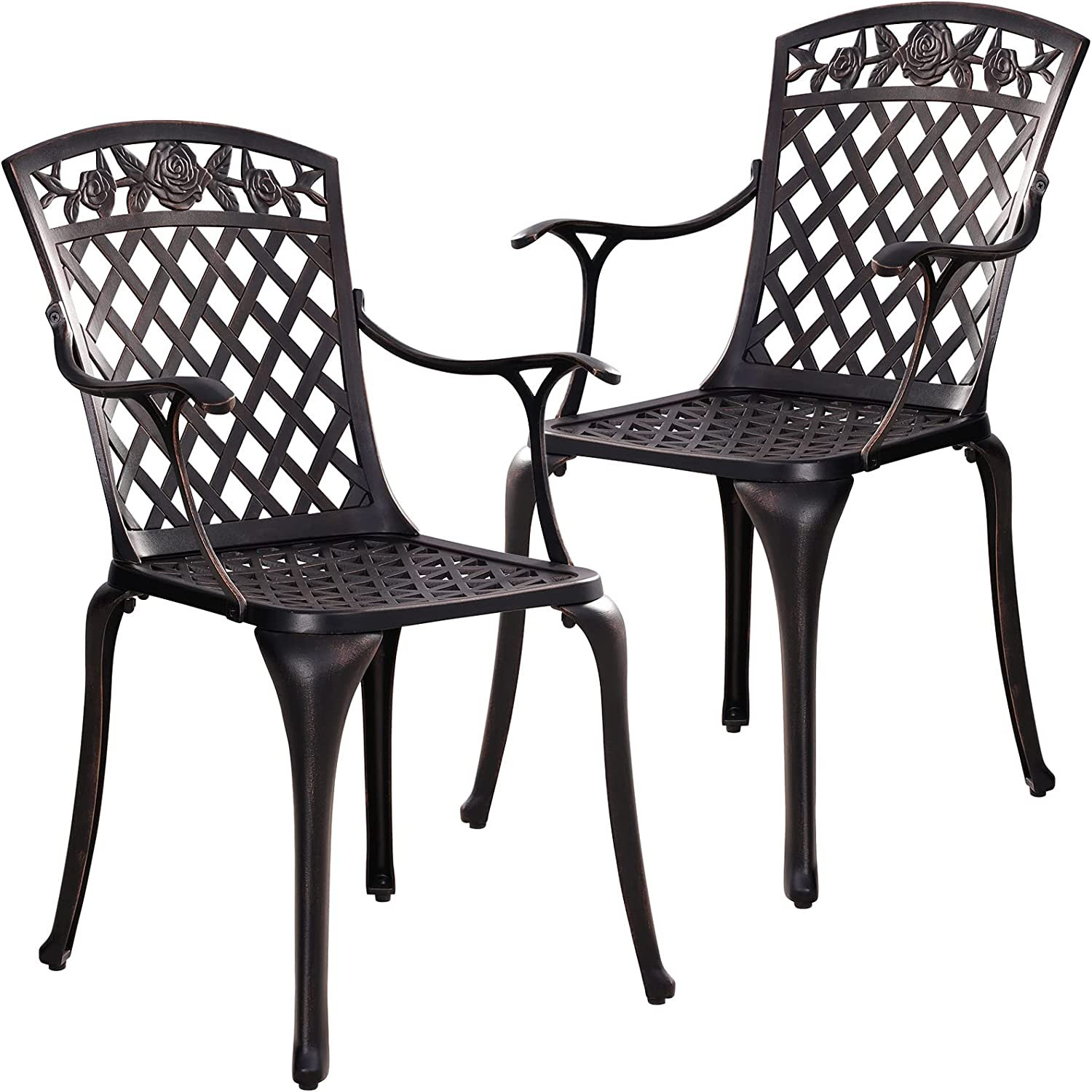 Astoria Grand Frary Cast Aluminum Patio Dining Chair Set of 2 with ...