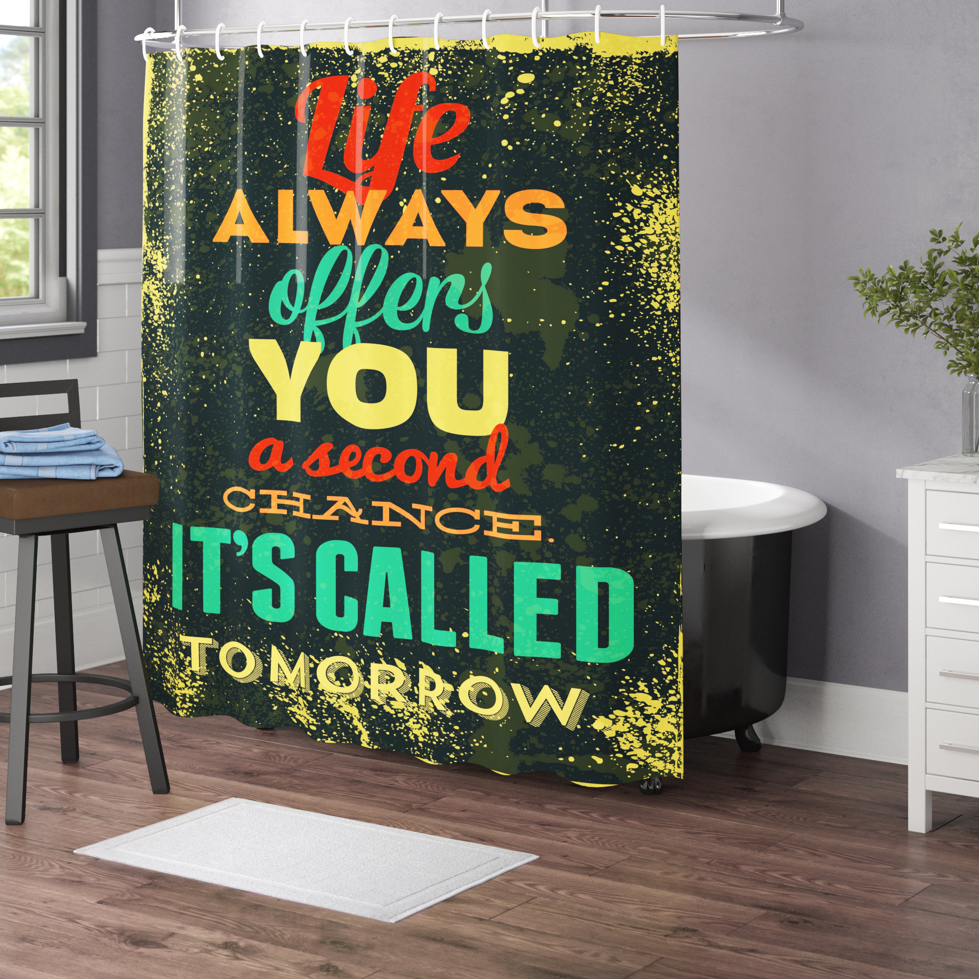 Ivy Bronx Juergen Quote Grunge Art Shower Curtain Set Wayfair
