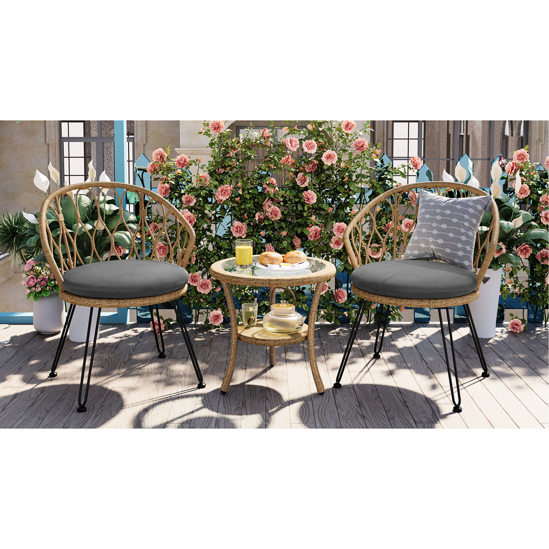 Latitude Run® Patio Balcony Courtyard And Glass Seating: 2 Chairs A ...