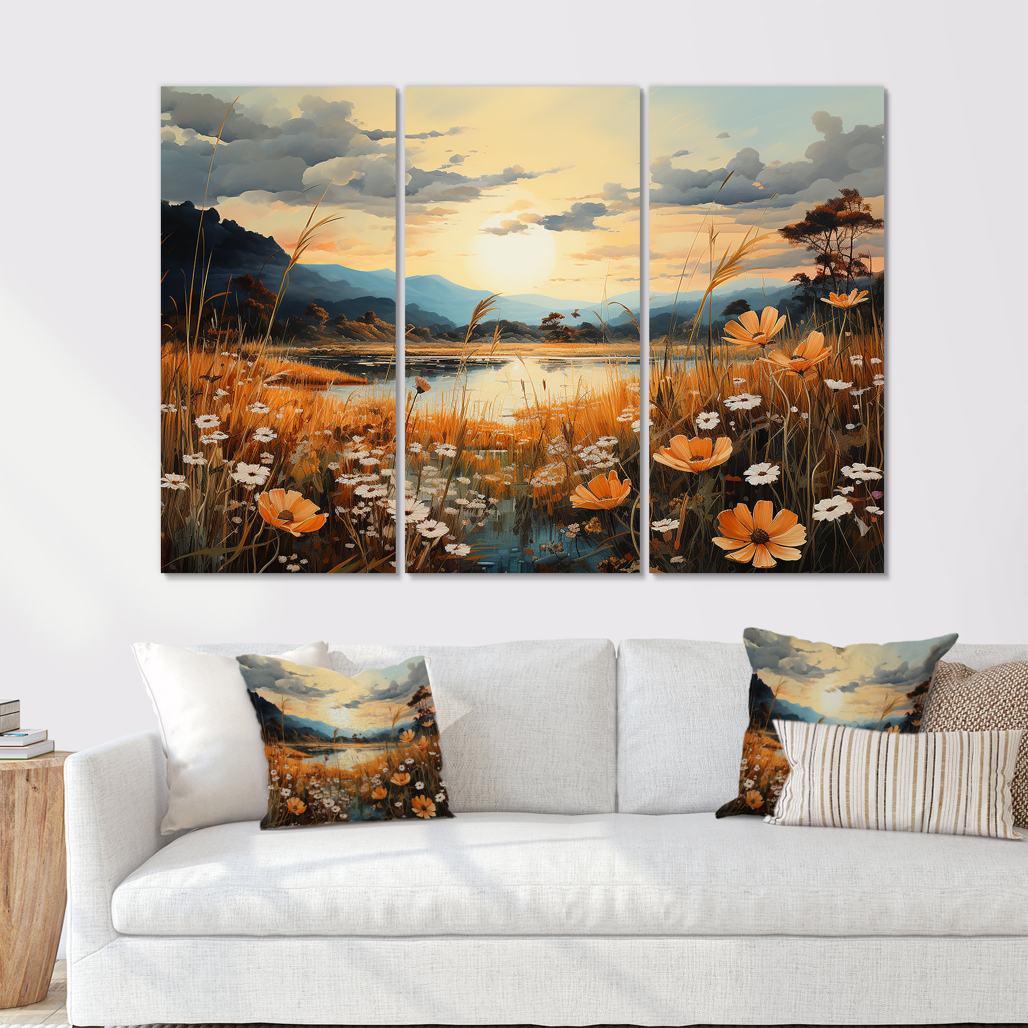 Lark Manor™ Meadow Stream At Sunset I - Meadow Canvas Wall Art Set ...