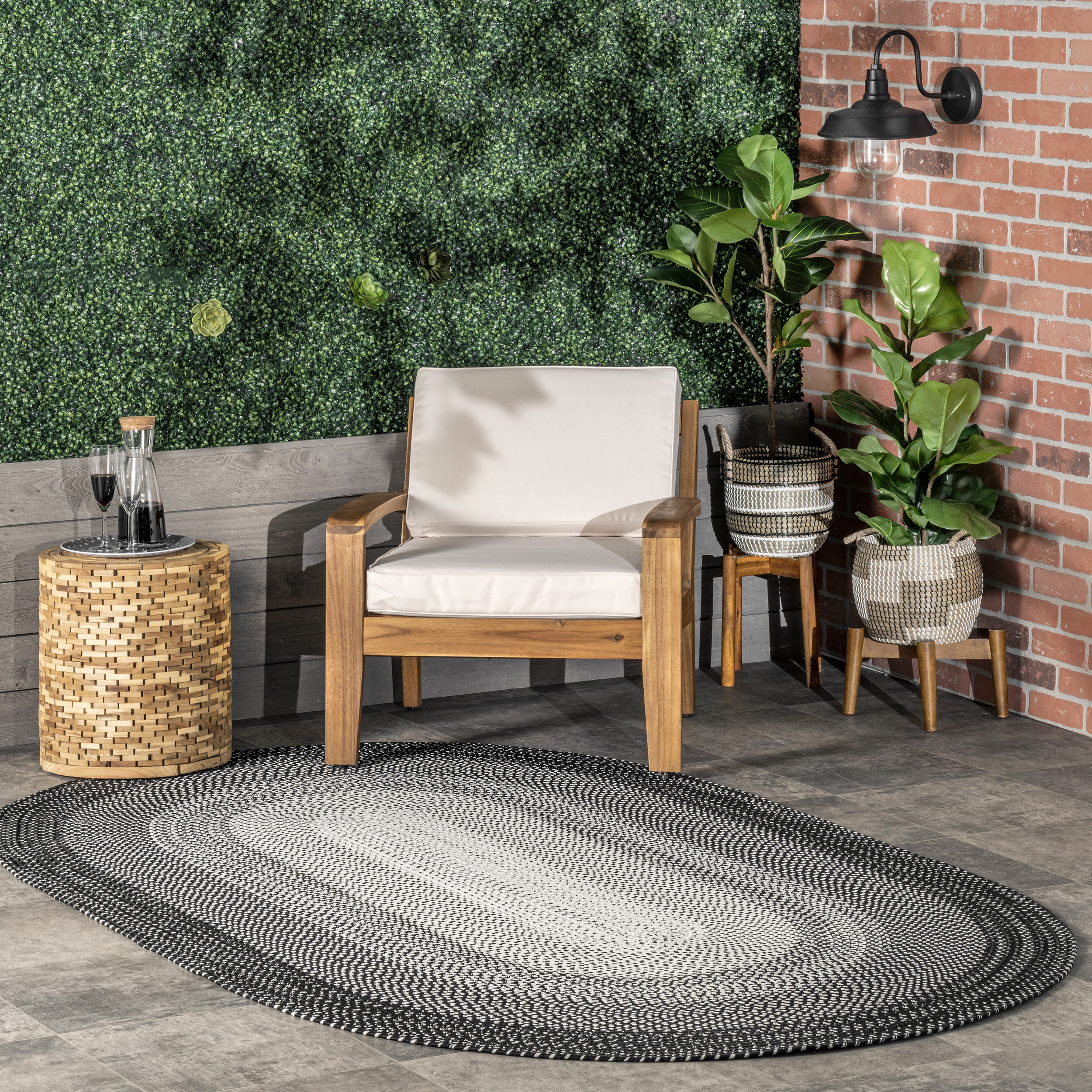 Gracie Oaks Oval Averey Black/Grey Indoor / Outdoor Area Rug - Wayfair ...