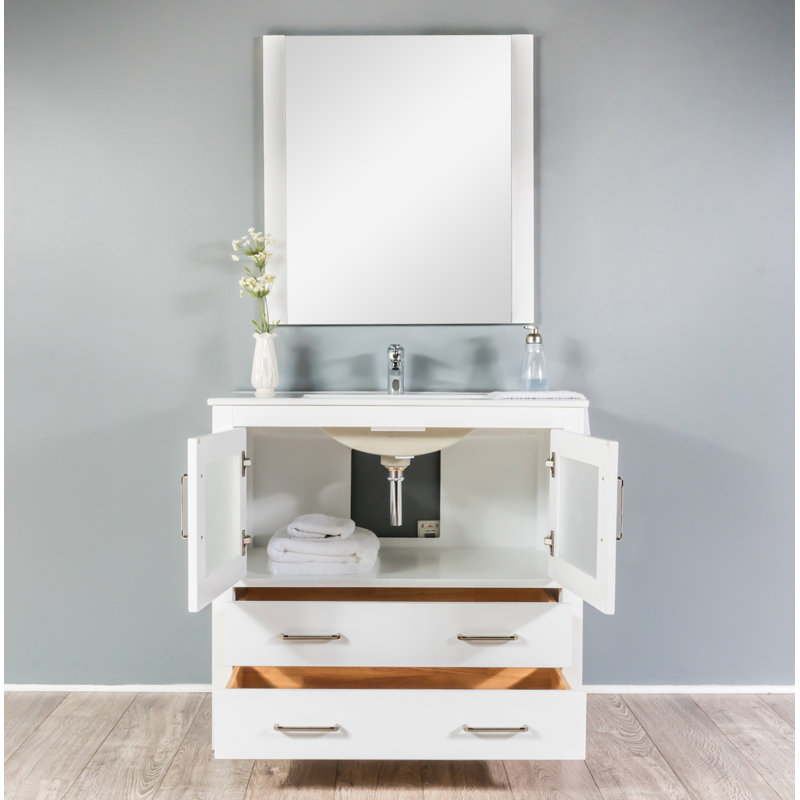 Wrought Studio Leena 36" Single Bathroom Vanity Set with Mirror | Wayfair