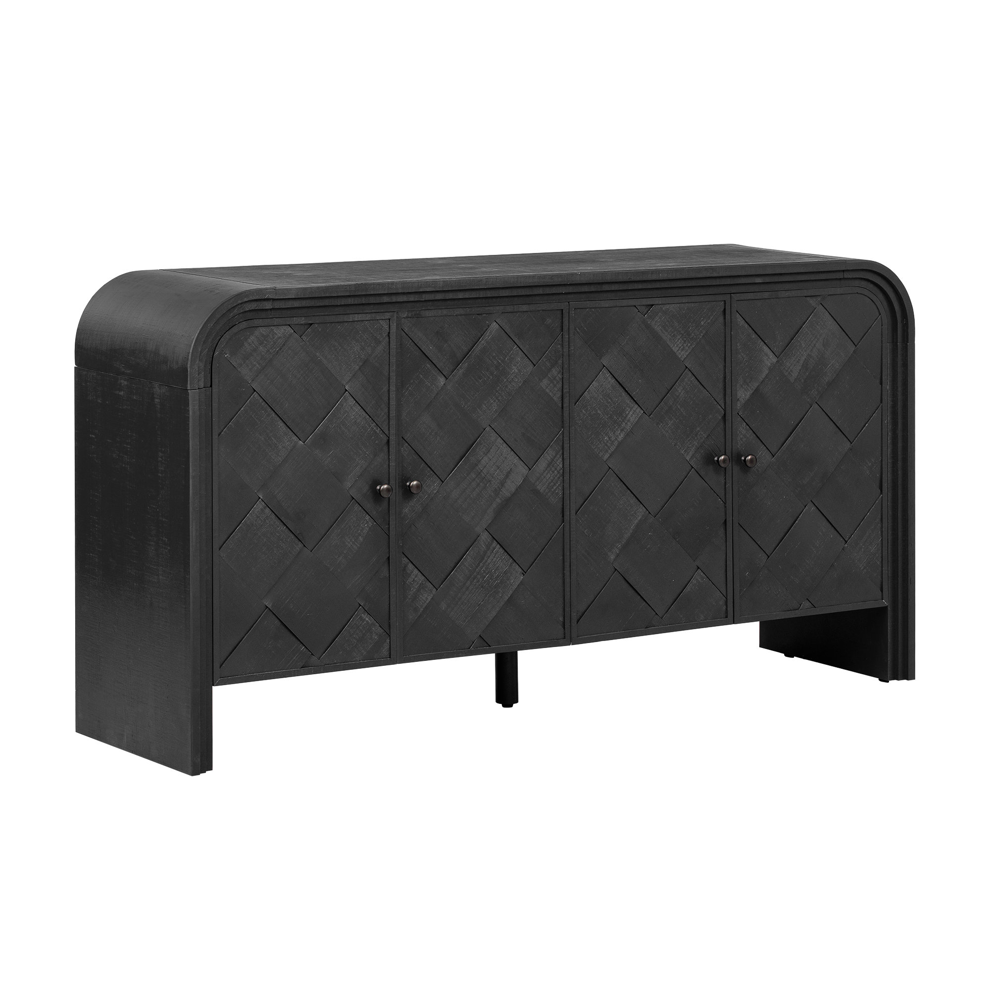 Red Barrel Studio® Luxury Multi-Functional MDF Sideboard with Woven Wood Slat Doors, Tiered ...