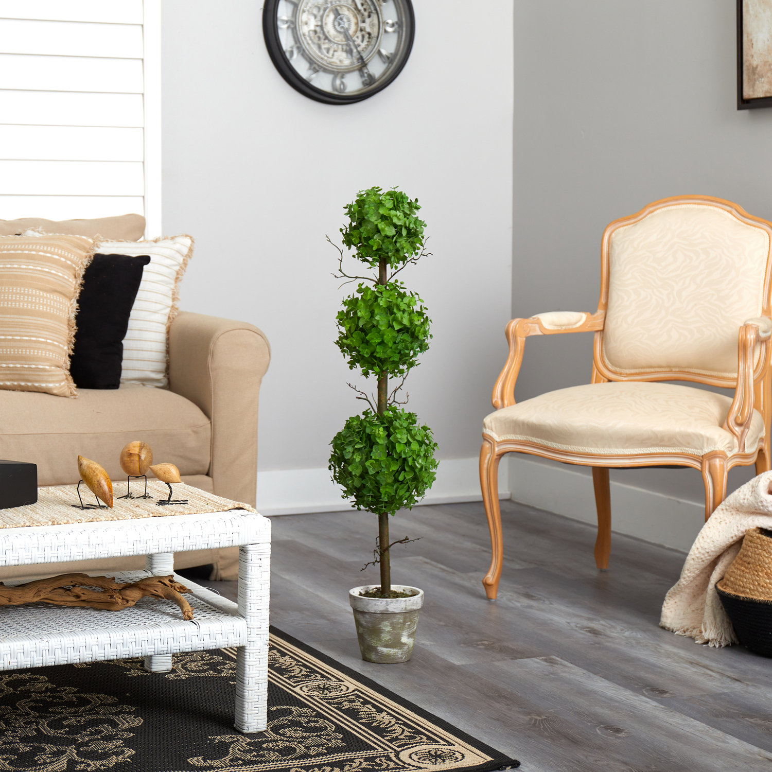 Primrue 3ft. Eucalyptus Triple Ball Topiary Artificial Tree | Wayfair