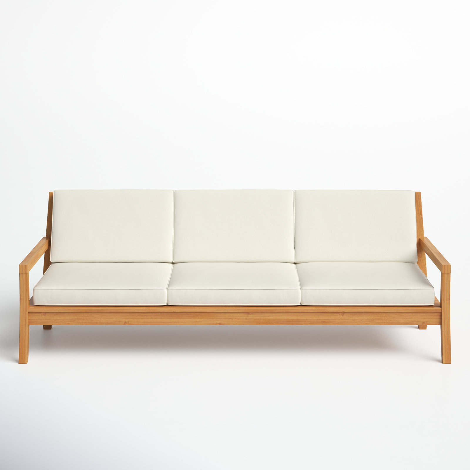 Joss & Main Adagio Outdoor Solid Teak Wood 3-Person Sofa with Cushions ...