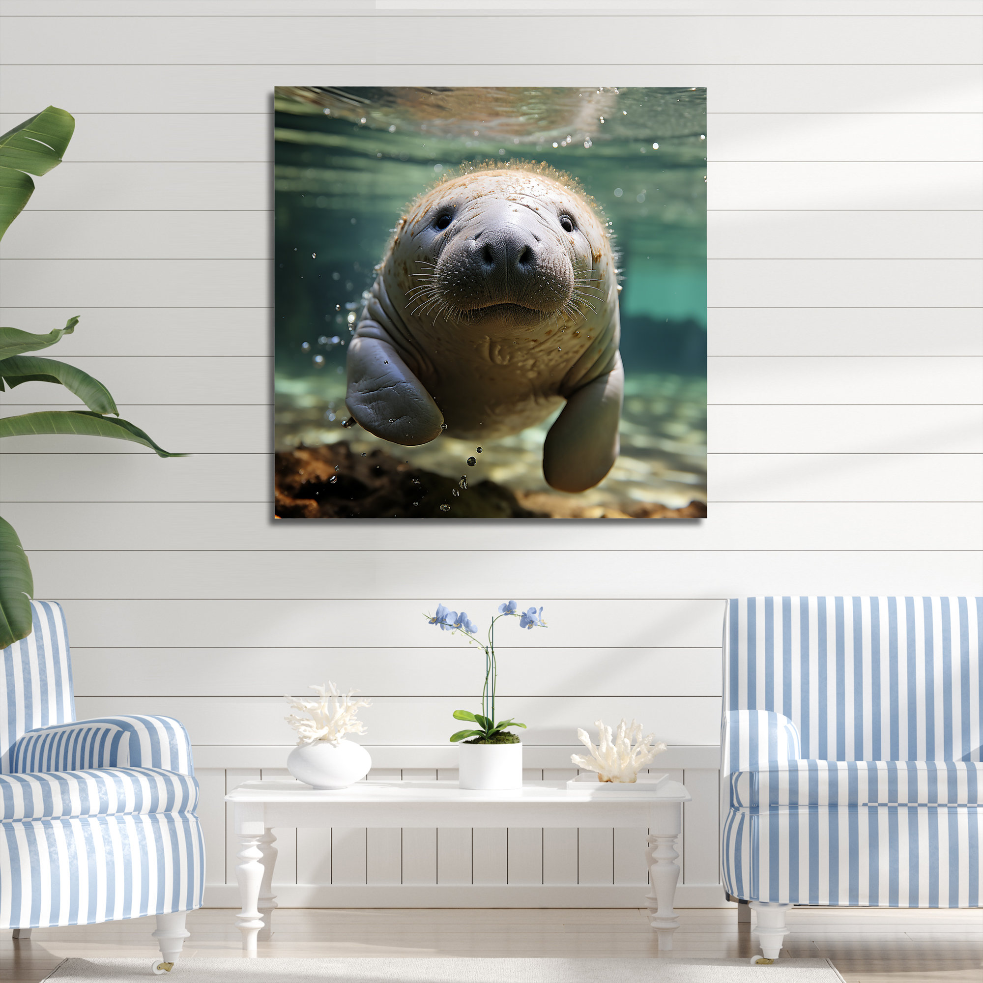 Highland Dunes Curious Manatee Gaze II - Manatee Wall Art | Wayfair