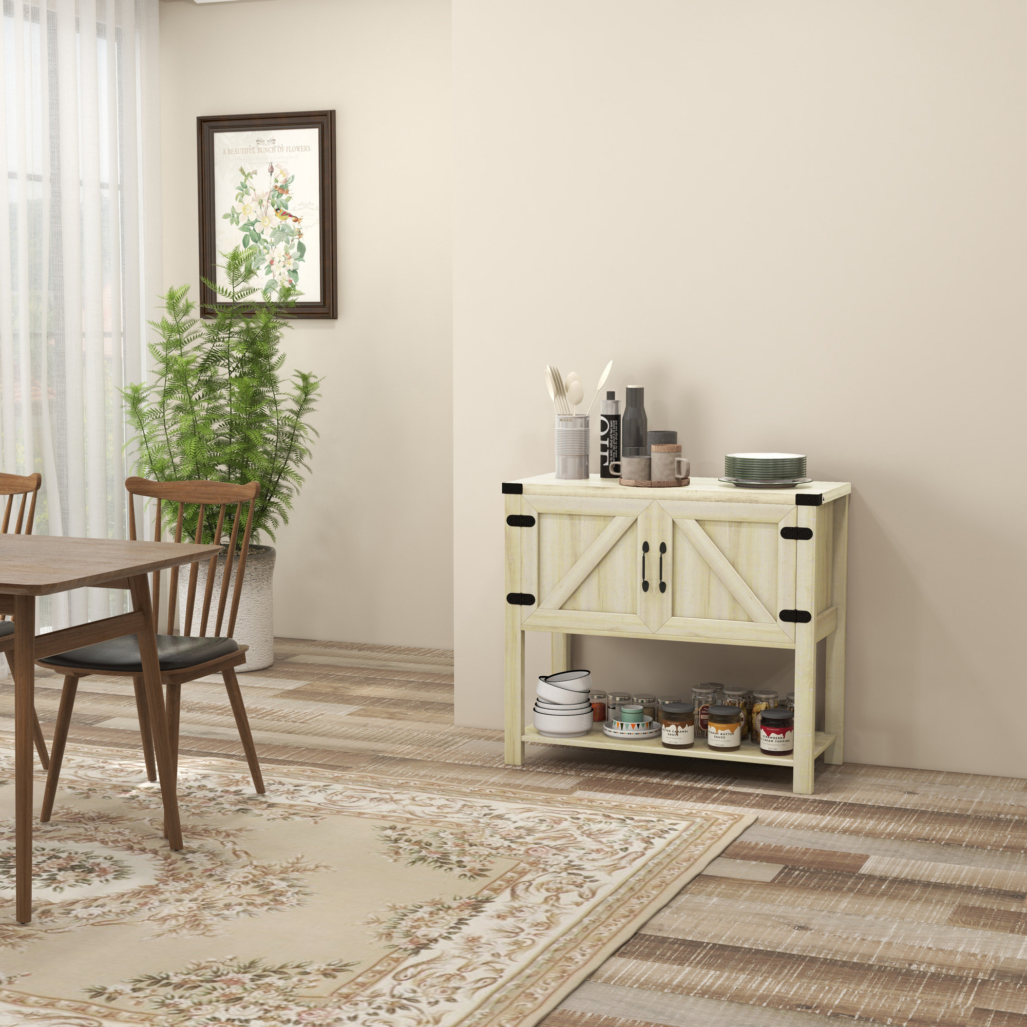 Gracie Oaks Kitchen Storage Cabinet, 2-Door Free Standing Sideboard ...