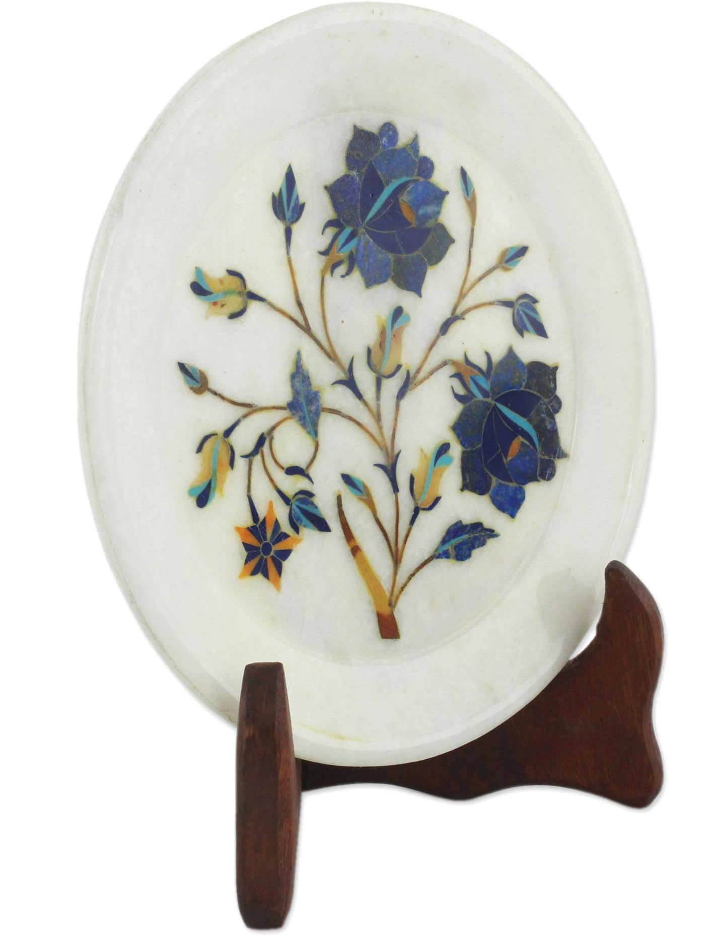 August Grove Norton St Philip Daisies Marble Inlay Decorative Plate ...