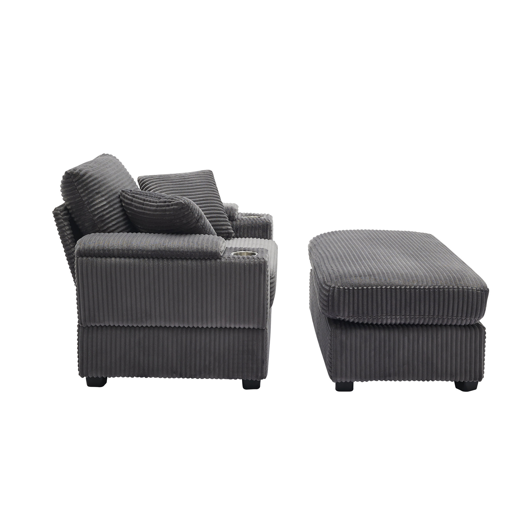 Everly Quinn Corduroy Upholstered Coffee Chair Sofa With Arm Storage ...