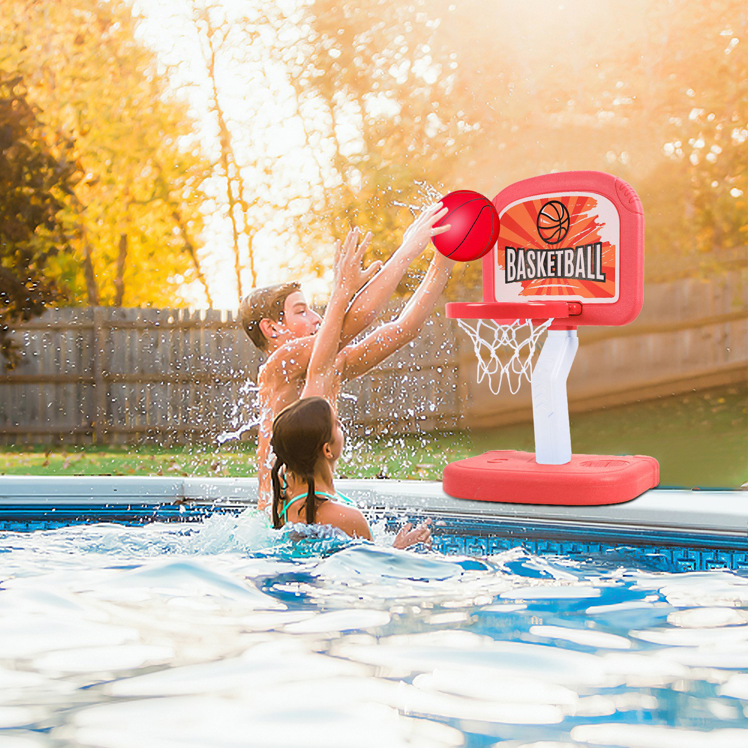 iMounTEK 2 In 1 Poolside Basketball Set – Adjustable Hoop with 2 Balls ...