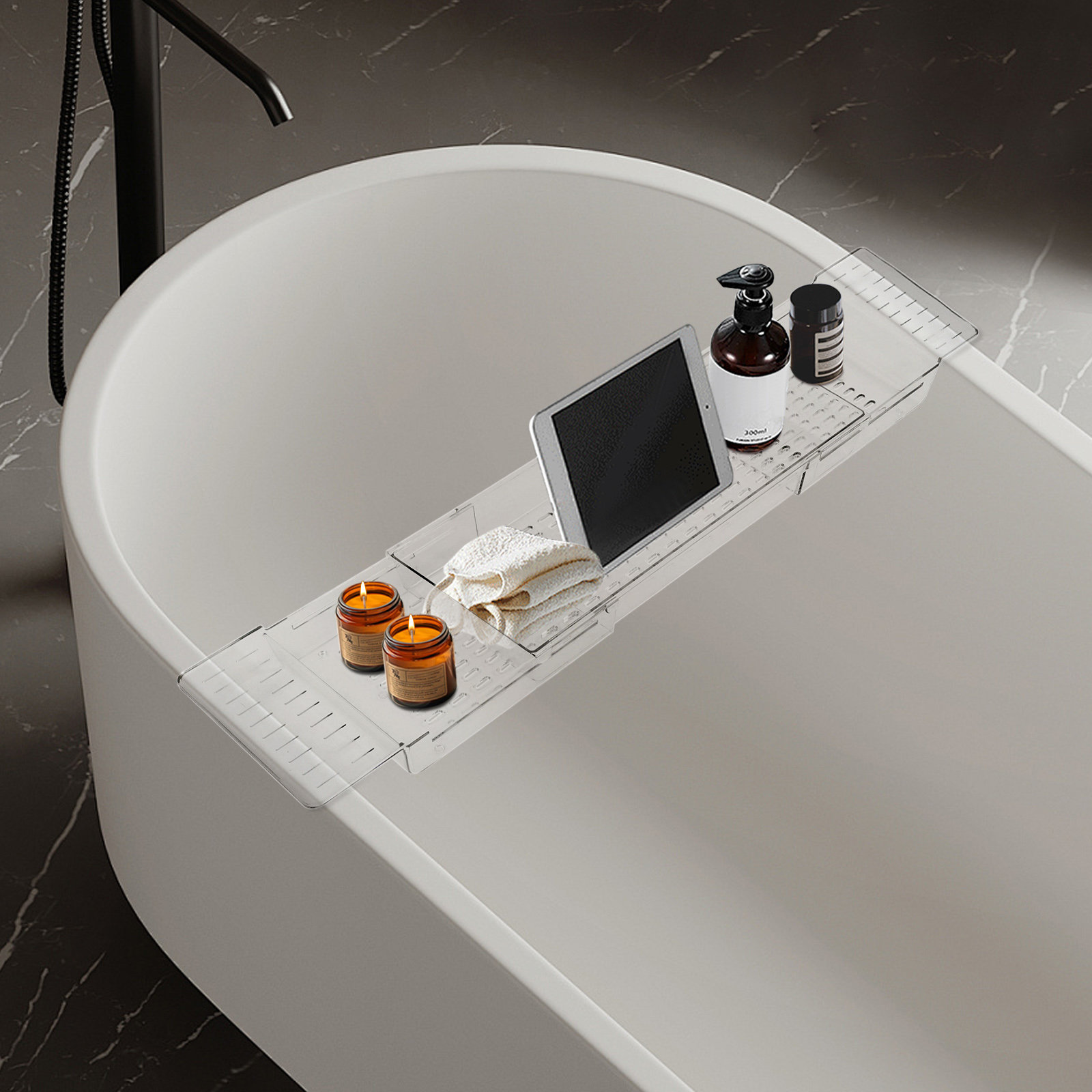 Rebrilliant Bath Tub Tray Bath Tub Table Shelf For Shower Retractable ...