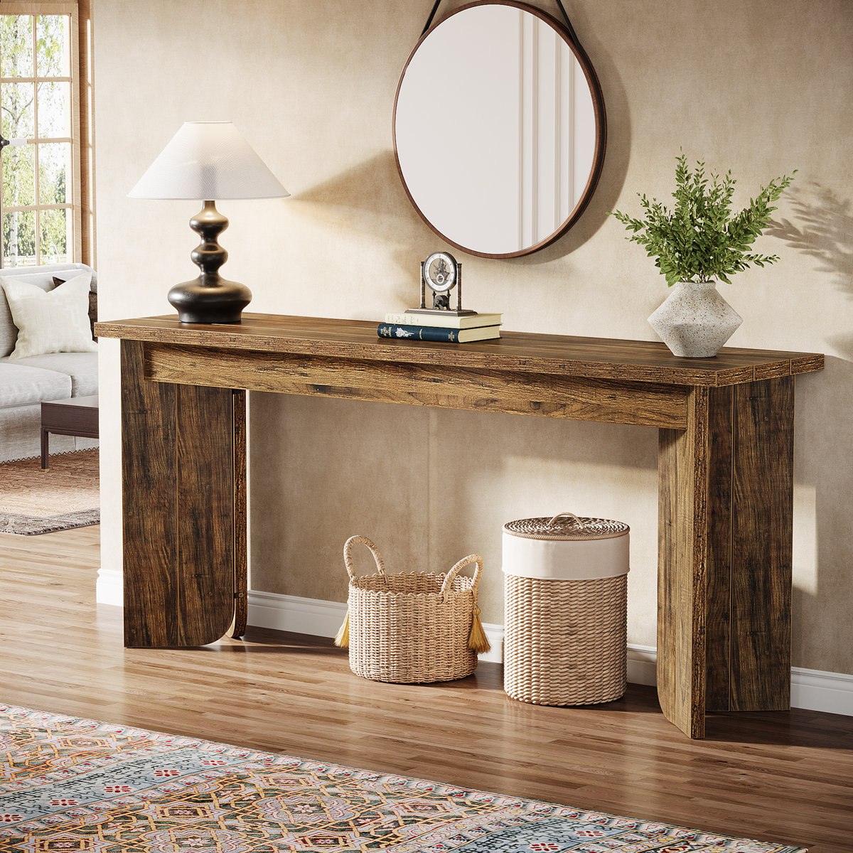 Millwood Pines Ezekeial 70.9" Console Table Farmhouse for Living Room ...