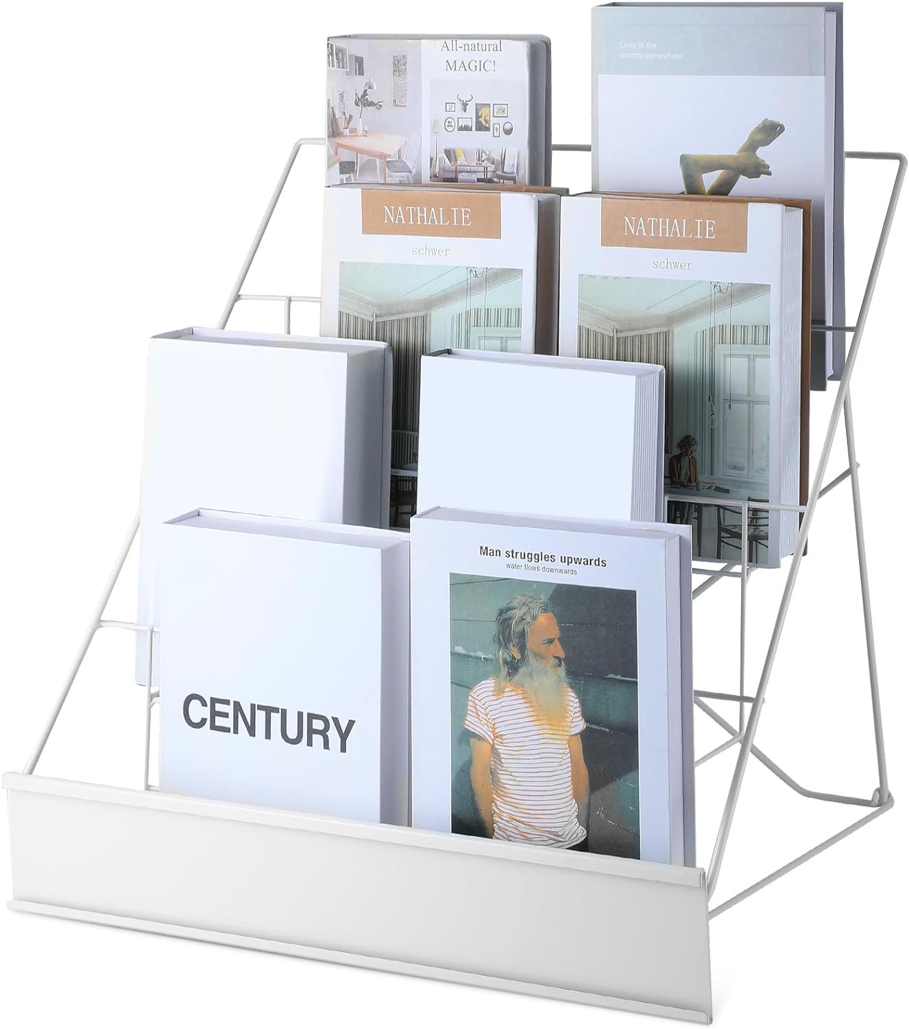 Rebrilliant Book Display Rack 4-Tiered Book Display Stand 18" Book ...