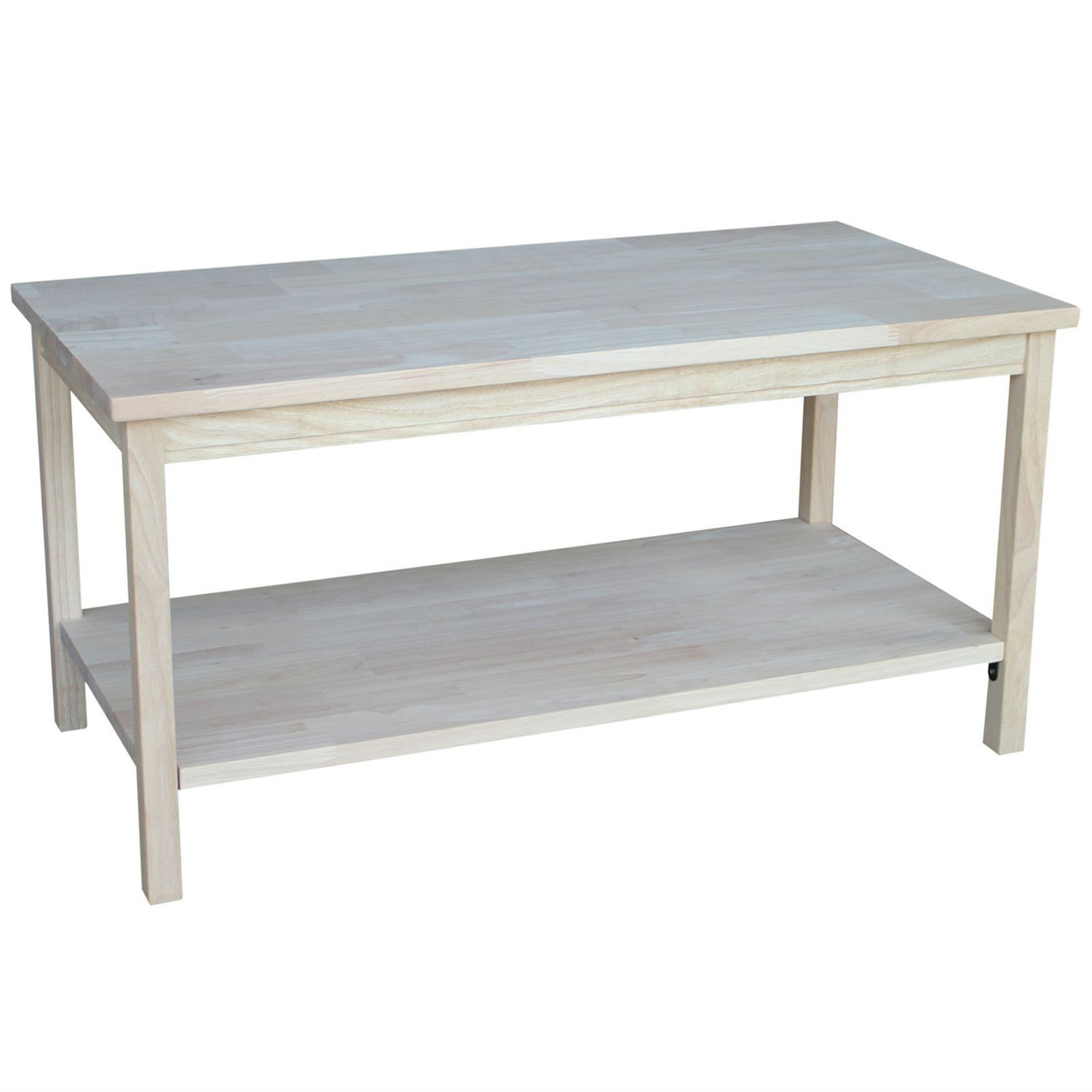 Gracie Oaks Unfinished Solid Wood Rectangular Coffee Table with Bottom ...