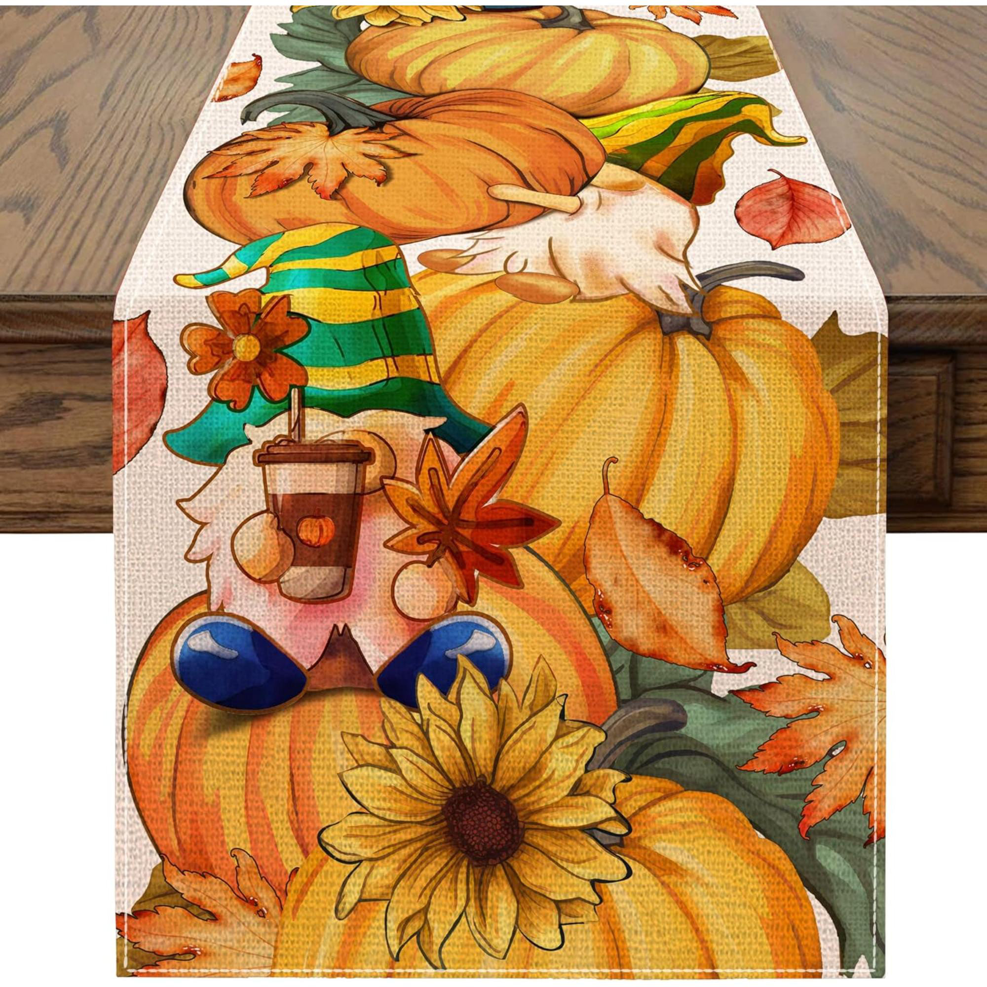 The Holiday Aisle® Fall Table Runner Long Autumn Table Runner Pumpkins ...