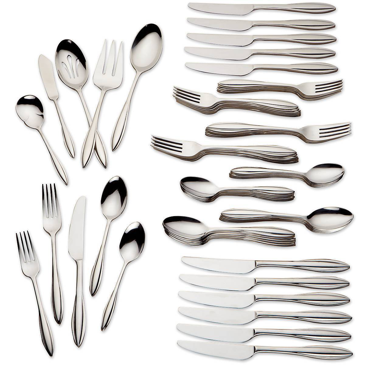 Lenox Sculpt 65 Piece 18/10 Stainless Steel Flatware Set, Service for ...