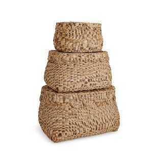 Zaara's Market 3 Piece Scallop Rattan Basket Set (Small, Medium, Large ...