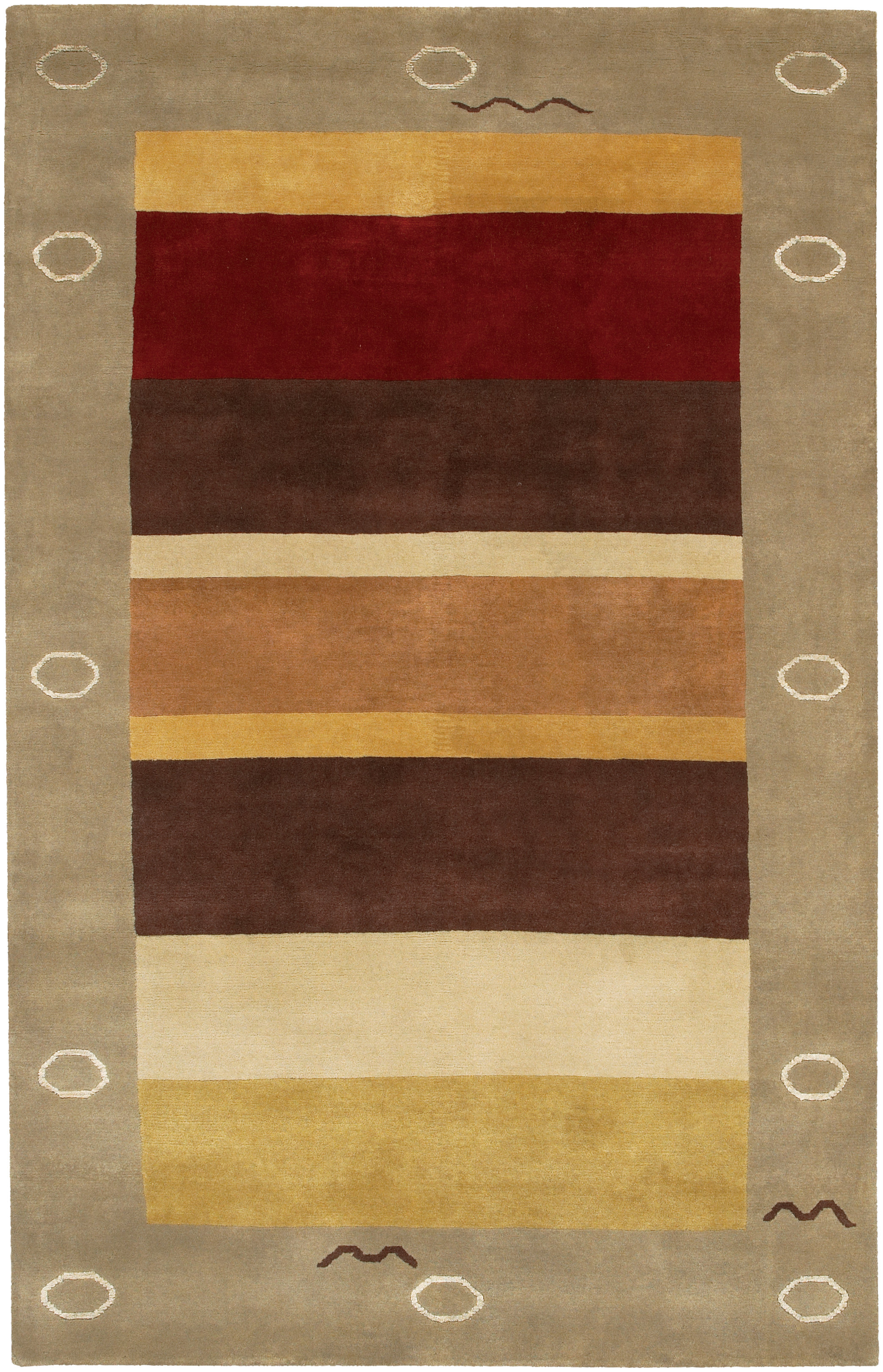 Chandra Rugs Aadi Hand-Knotted Wool Yellow/Brown/Red Area Rug | Wayfair
