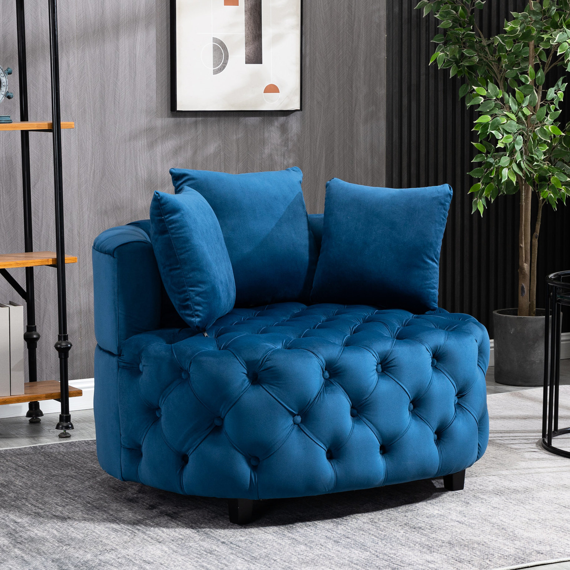 Mercer41 Pink Velvet Chair For Living Area, Foam Filled, American ...