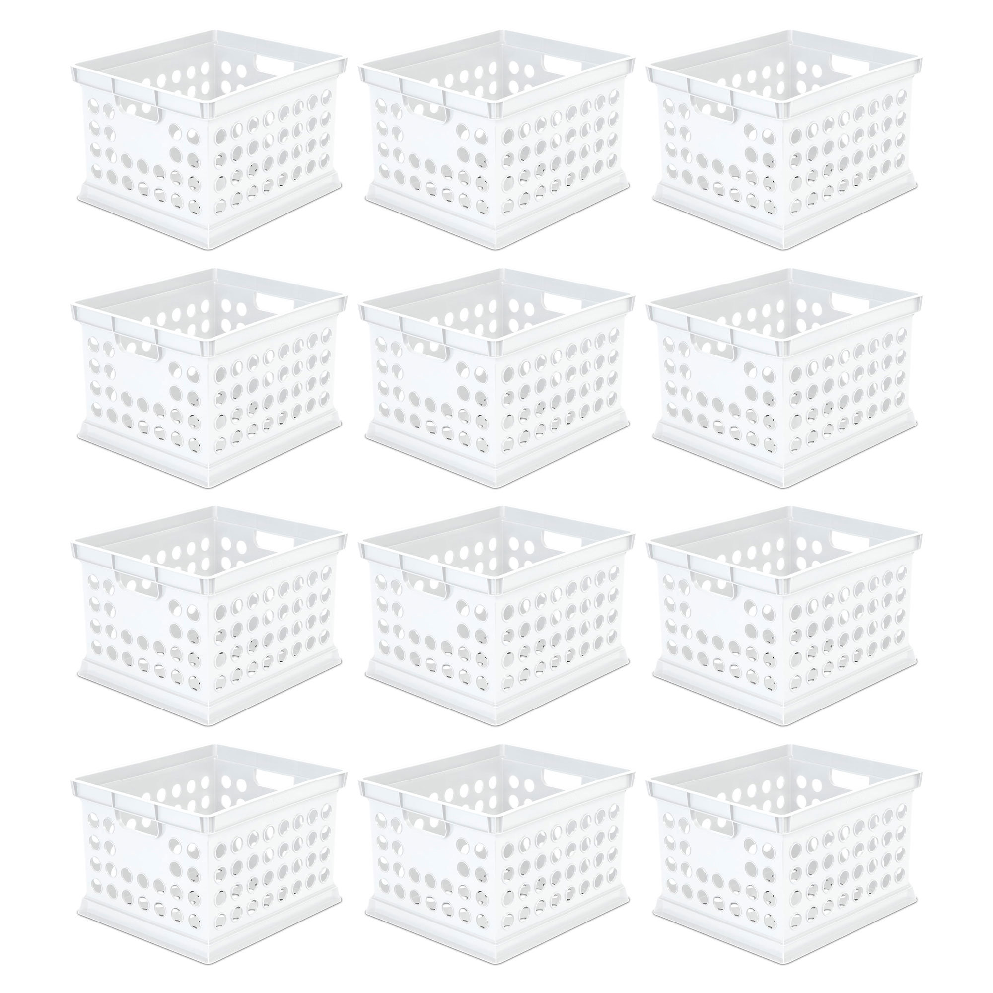 Sterilite Stackable Plastic Storage Open Crate Bin Organizer Box, White ...