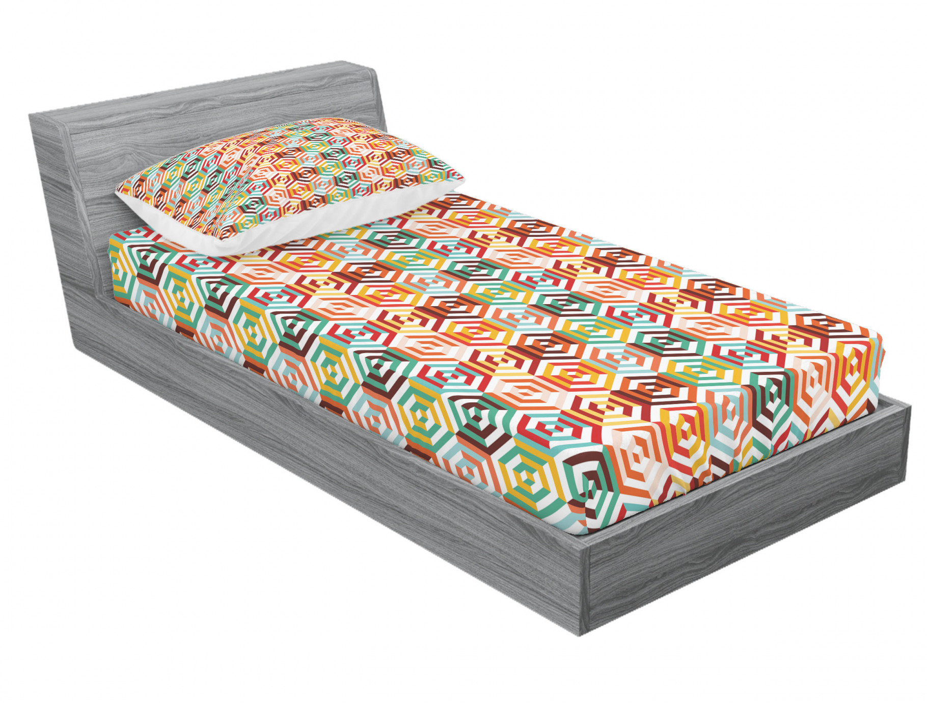 Ambesonne Cubes Isometric Retro Geometric Sheet Set | Wayfair