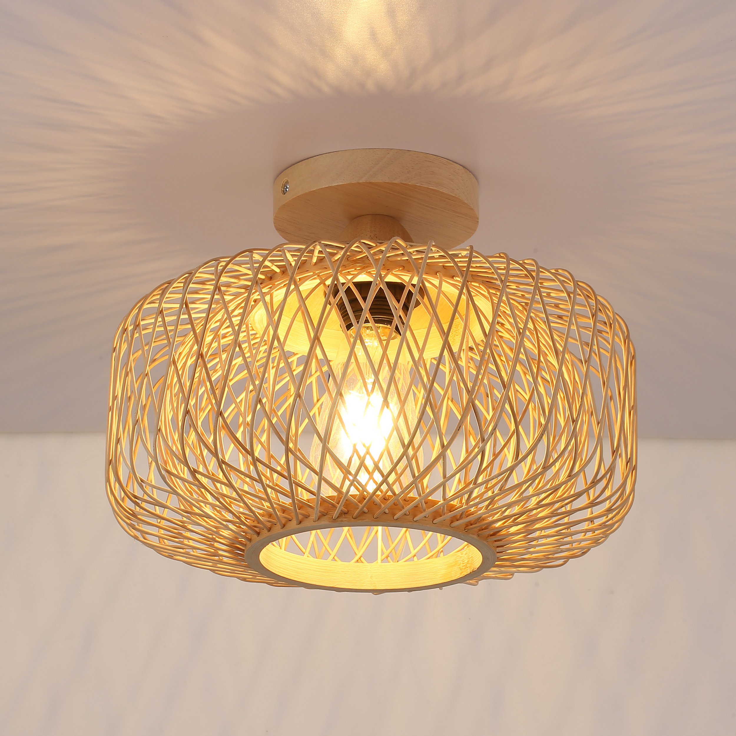 Bay Isle Home™ Cordrey Modern Boho Farmhouse Woven Rattan Shade ...