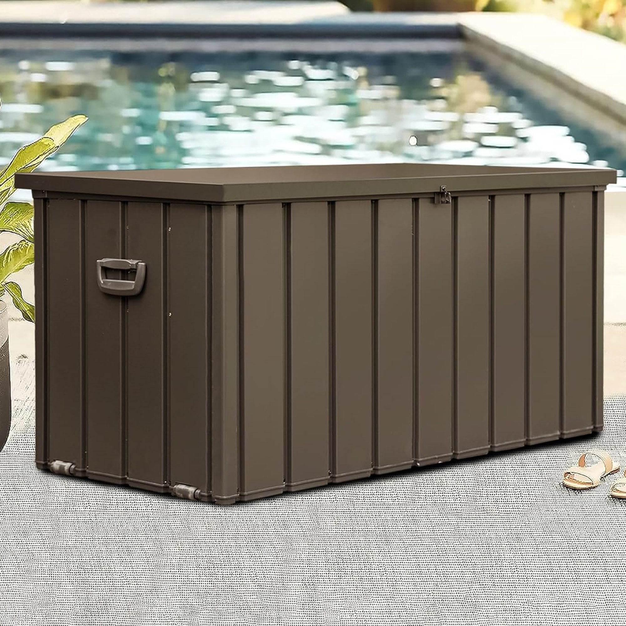 New Classic 150 Gallons Water Resistant Steel Deck Box in Dark Brown ...