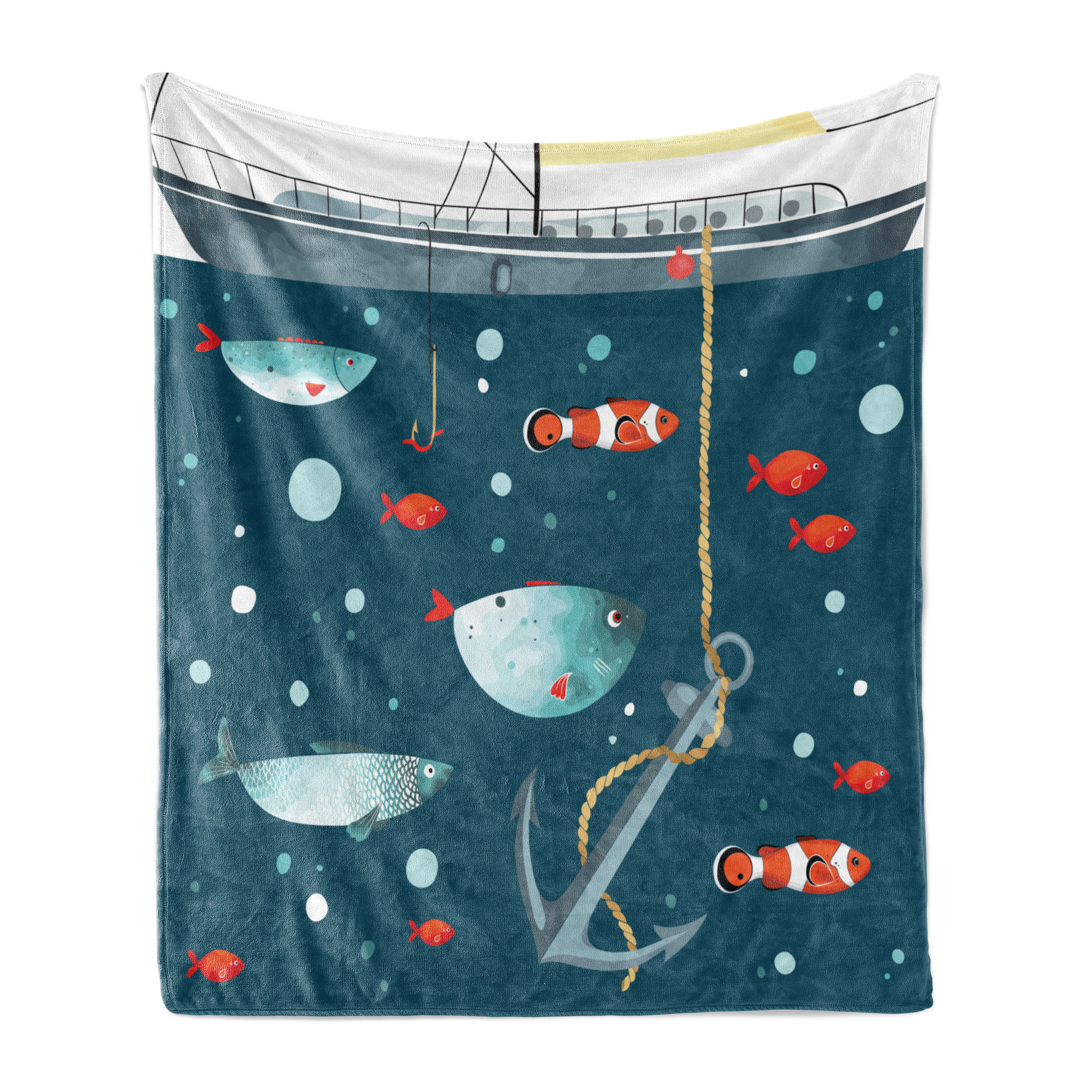 Ambesonne Anchor Fleece Throw Blanket Exotic Subaquatic Animals ...