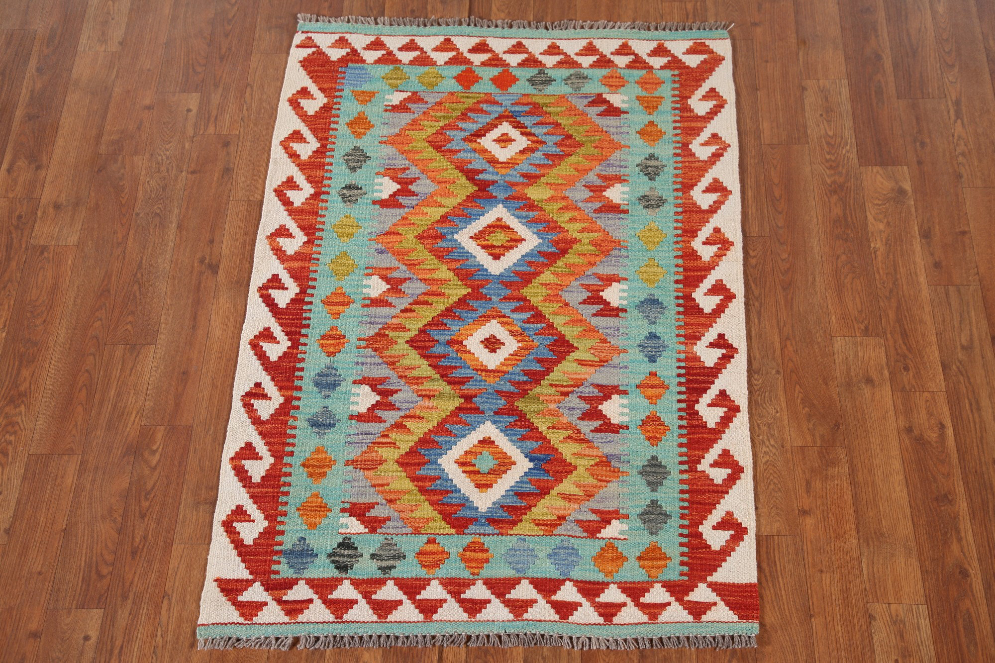 Dakota Fields Geometric Wool Kilim Oriental Rug 3x4 | Wayfair