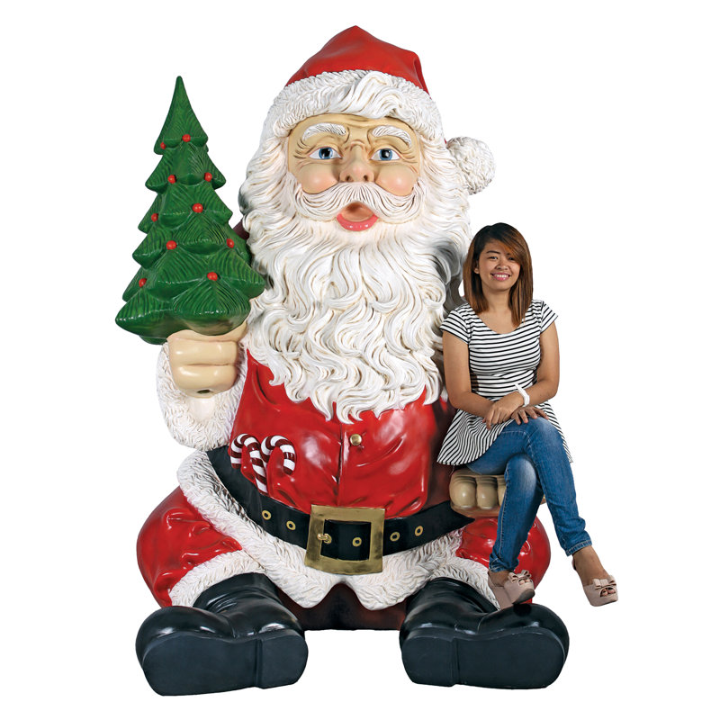 Design Toscano Giant Sitting Santa Claus Statue with Hand Seat | Wayfair