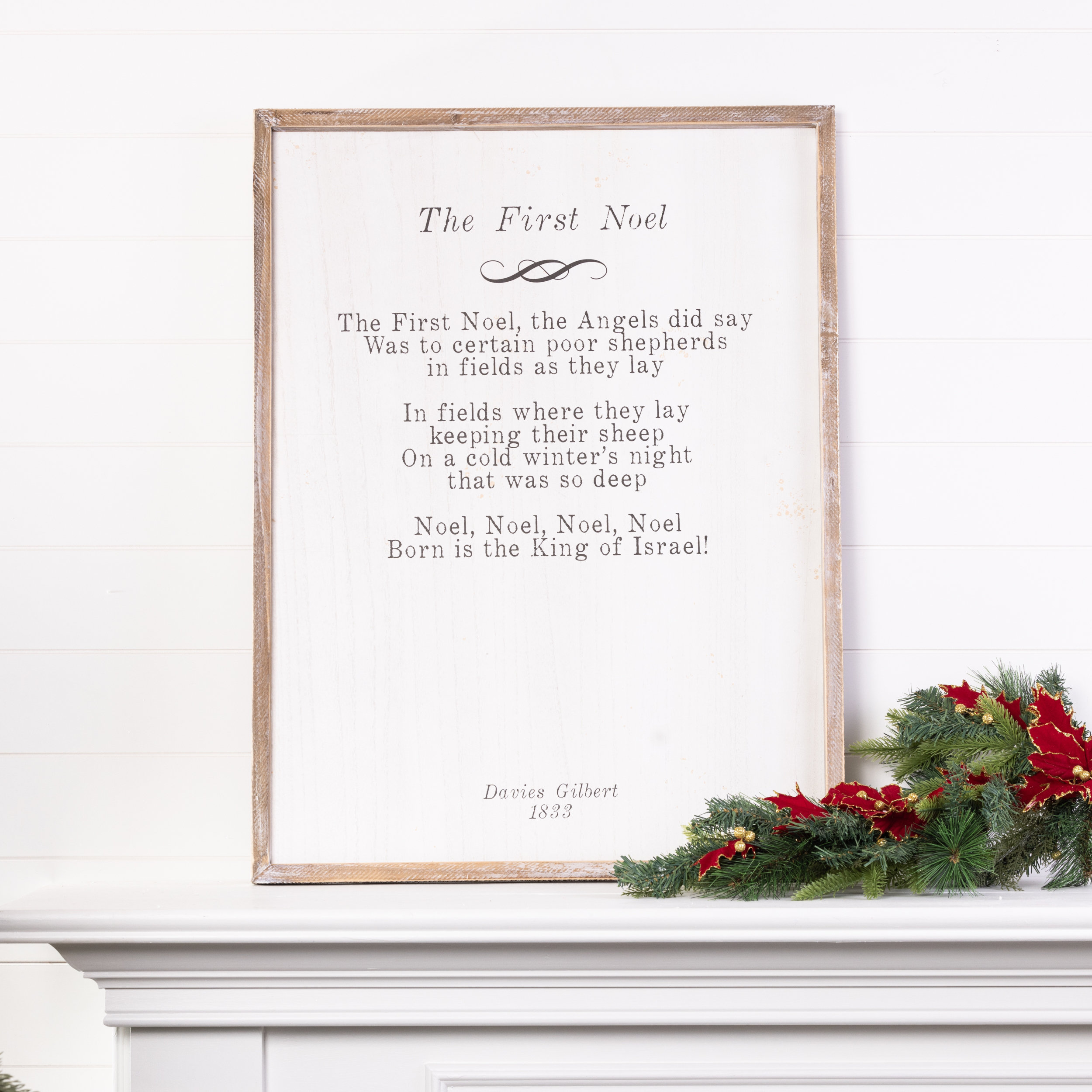 The Holiday Aisle® Wood 32.25 in. Off-White Christmas The First Noel ...