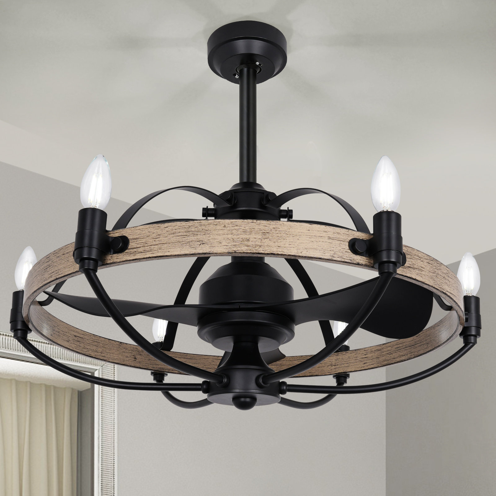 August Grove® 27 In. Indoor Framhouse Smart Ceiling Fan With E12 Lights ...