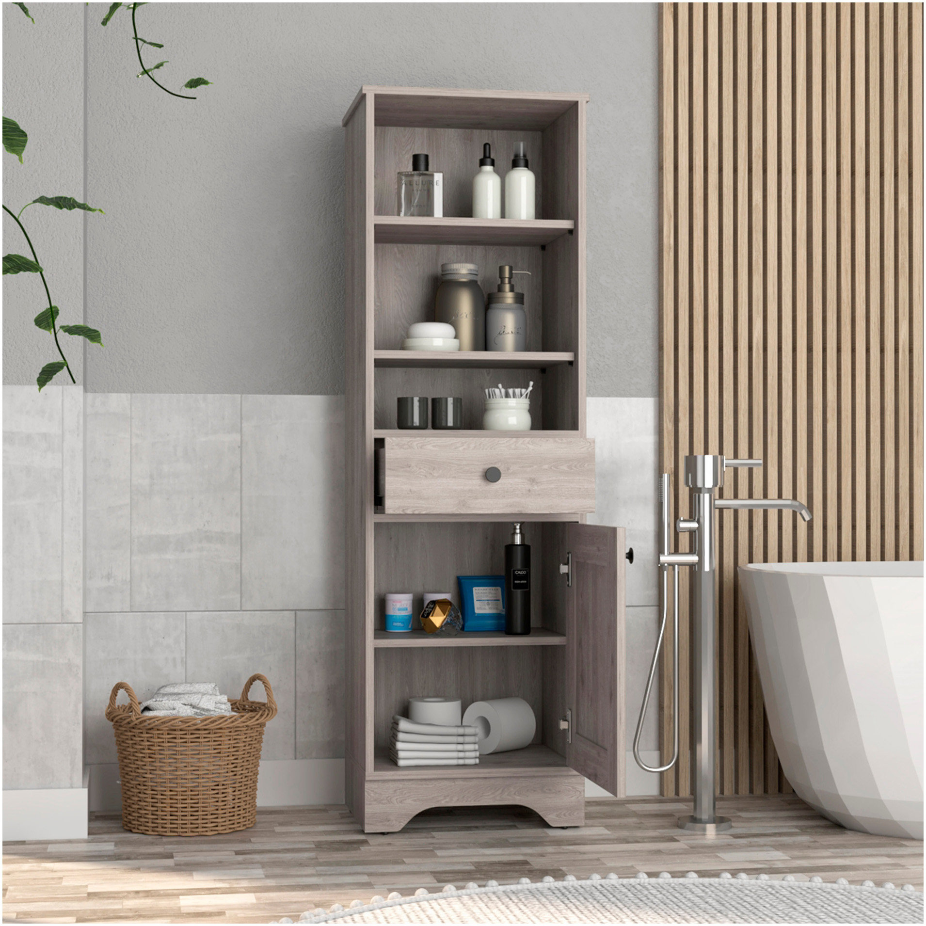 Latitude Run® Alaskan Linen Cabinet, One Drawer, Single Door Cabinet ...