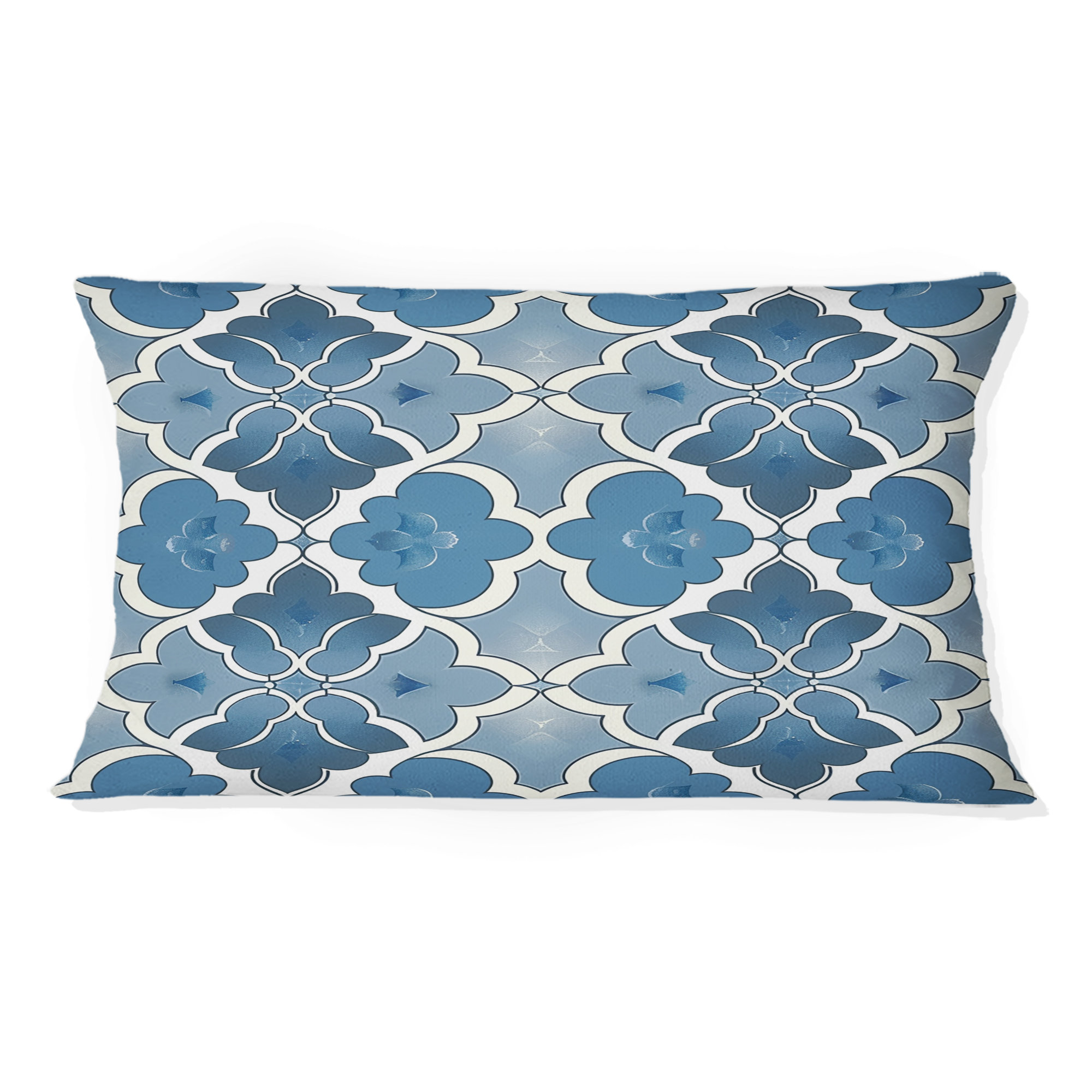 Design Art Blue Modern Quatrefoil Pattern VI - Modern Lumbar Pillow ...