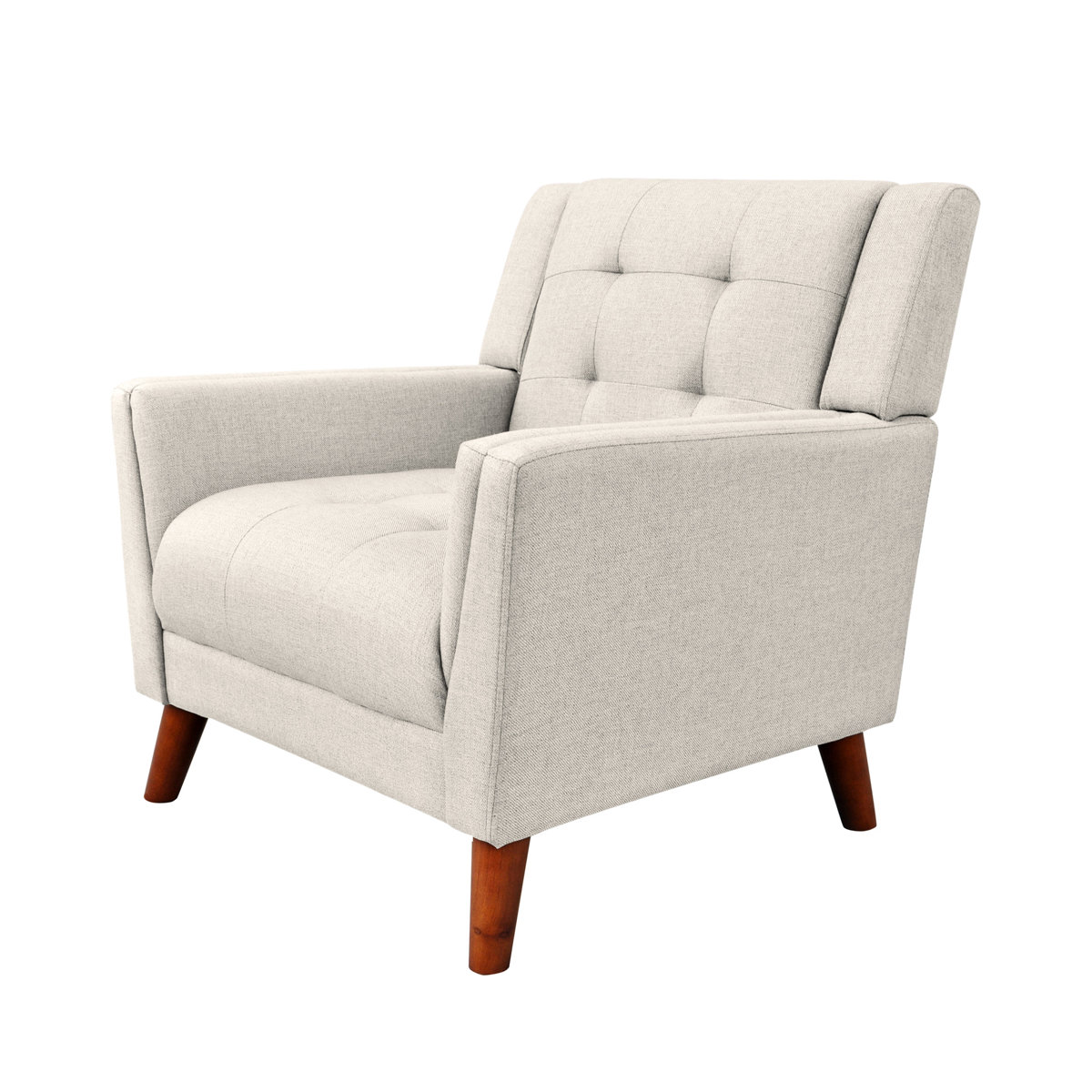 Everly Quinn Mid-Century Modern Armchair In Beige, Flared Arms, Sinuous ...