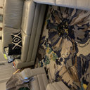 Ebern Designs Dichiera Floral Brown/Navy/Cream Non-Slip Rubberback Area ...