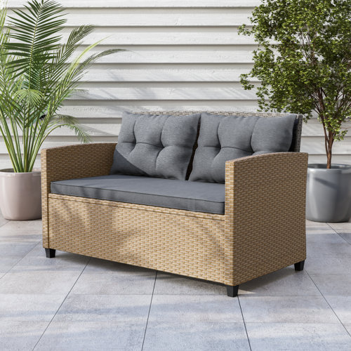Winston Porter Eshar 48.75'' Wicker/Rattan;Metal Outdoor Loveseat | Wayfair
