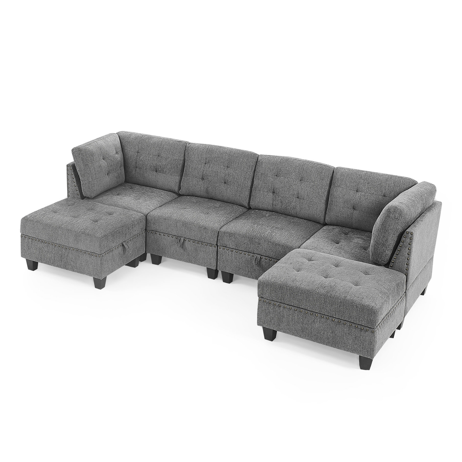 Lark Manor™ Modular U Shape Sectional In Grey Chenille - Diy Assembly ...