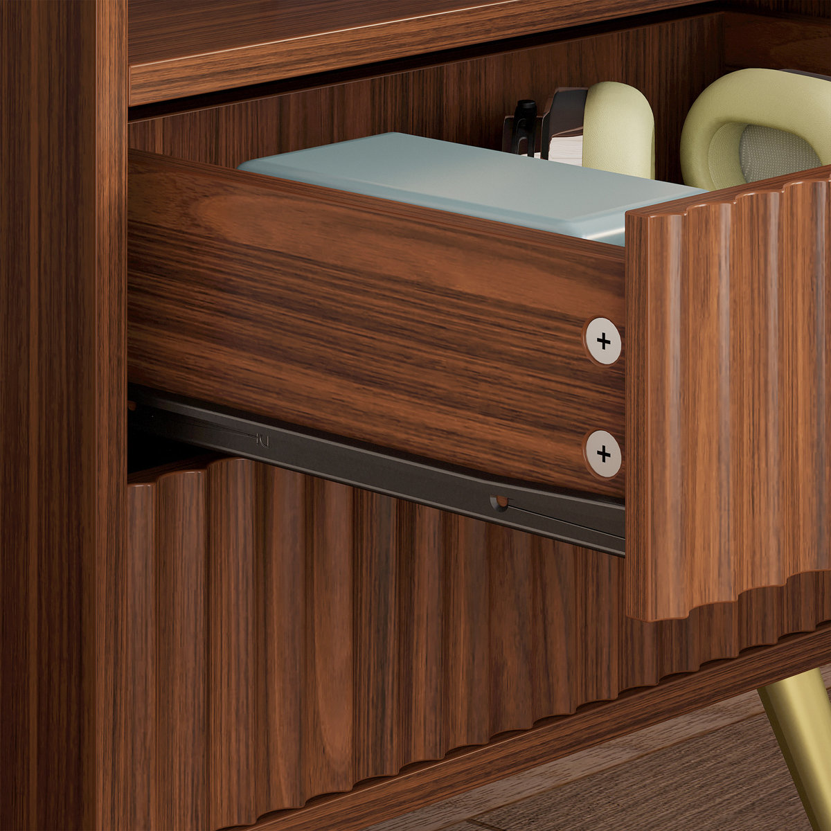 Mercer41 Mid-Century Modern 2-Drawer 23" Tall Nightstand with Open ...