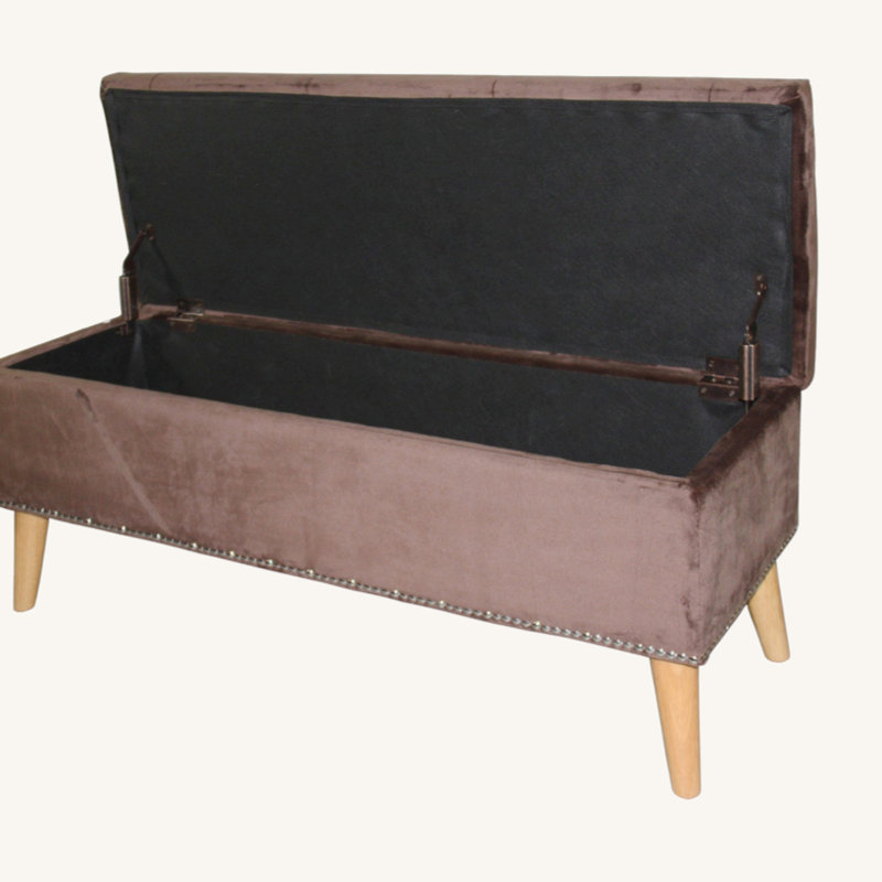 Mercer41 17" Tall Storage Bench, Brown Suede | Wayfair