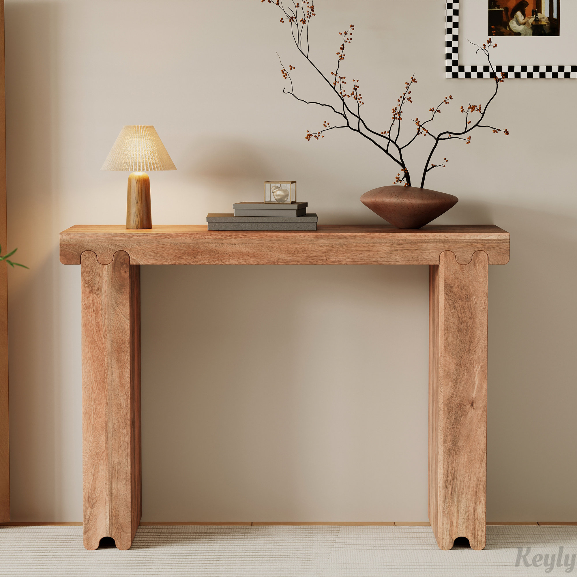Millwood Pines Farmhouse Mango Wood Entryway Table Console Table ...