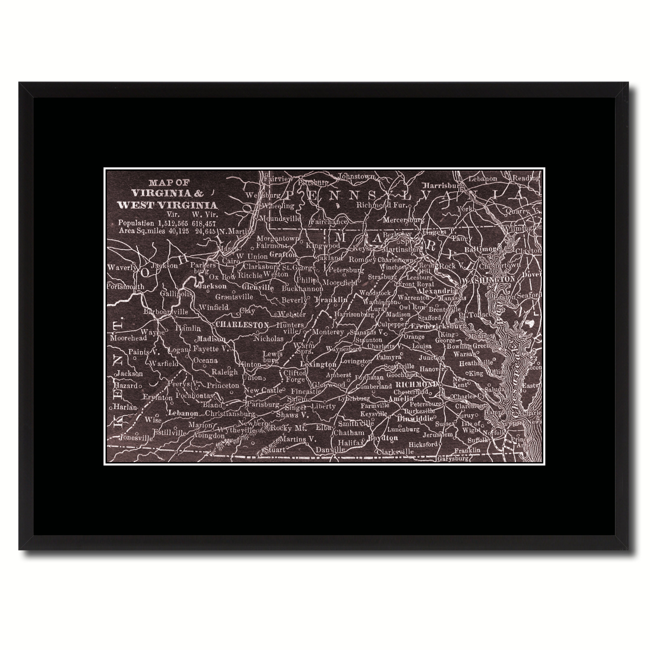 Williston Forge West Virginia Vivid Sepia Map Print On Canvas With ...