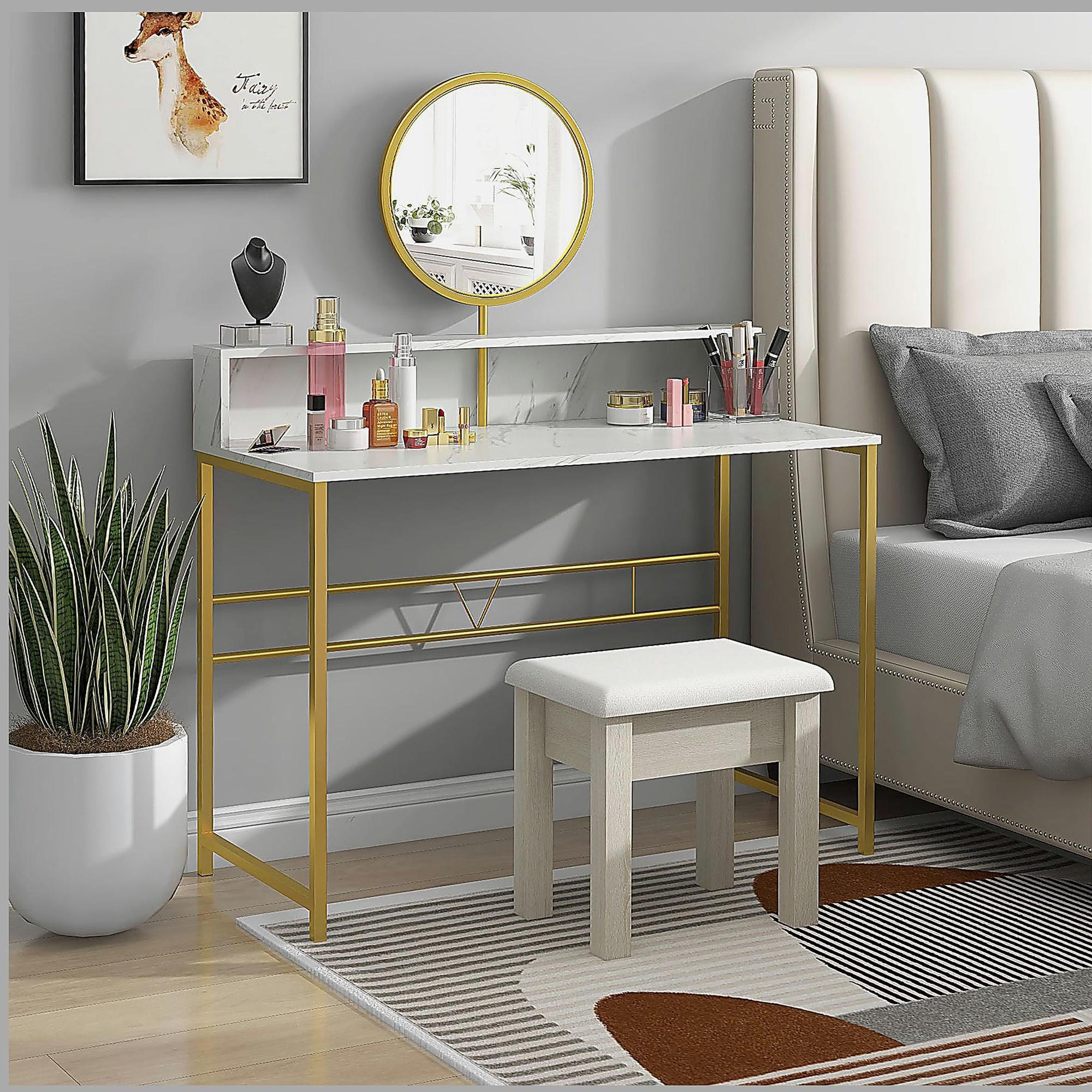 Latitude Run® Modern Vanity Makeup Desk with Mirror, Dressing Table ...