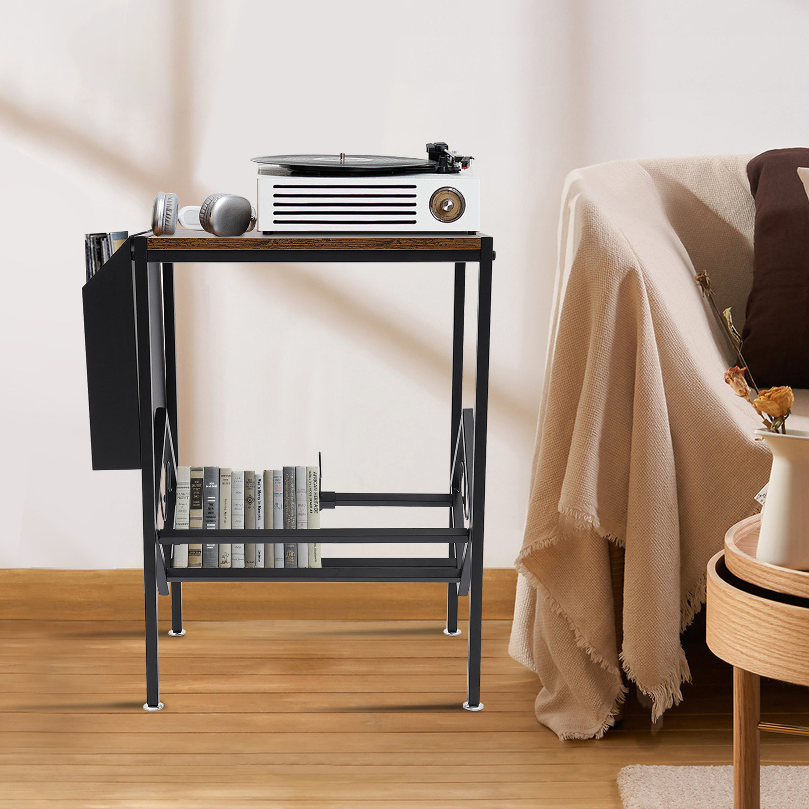 17 Stories Floor-Standing Record Rack for Home Studio Media Storage ...