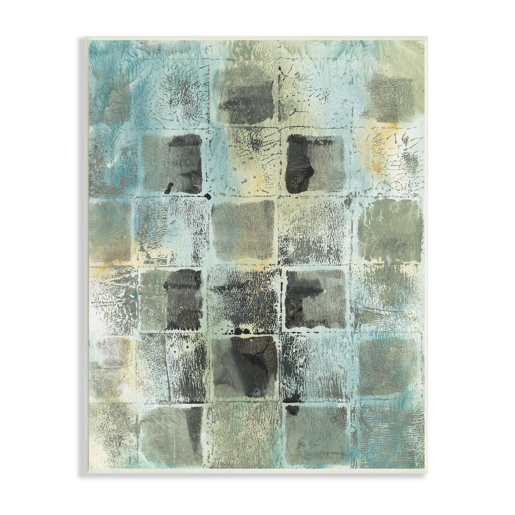 Stupell Industries Grey Distressed Checkerboard Grid Abstract Block ...