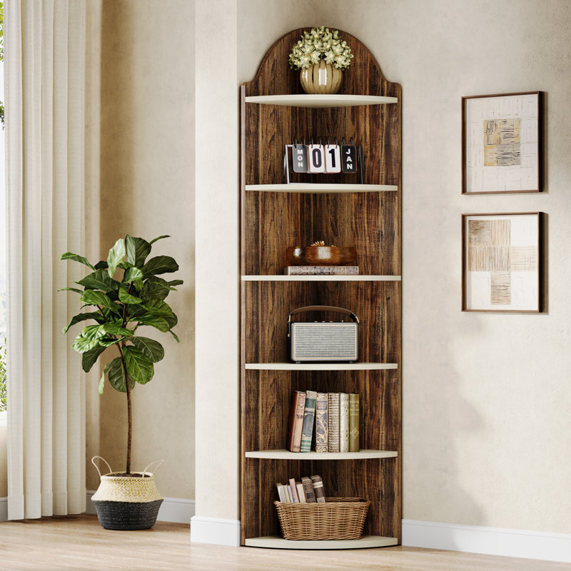 Millwood Pines 70.9-Inch Tall Corner Bookshelf, 6-Tier Corner Shelf ...